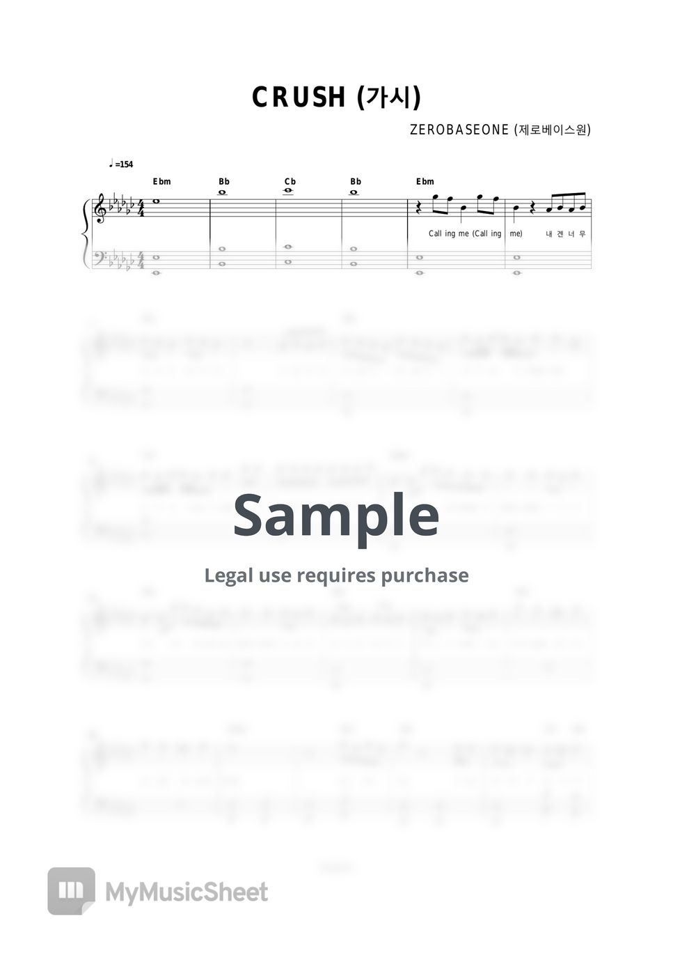Zerobaseone 제로베이스원 Crush 가시 Easy Ver Sheets By Dopiano