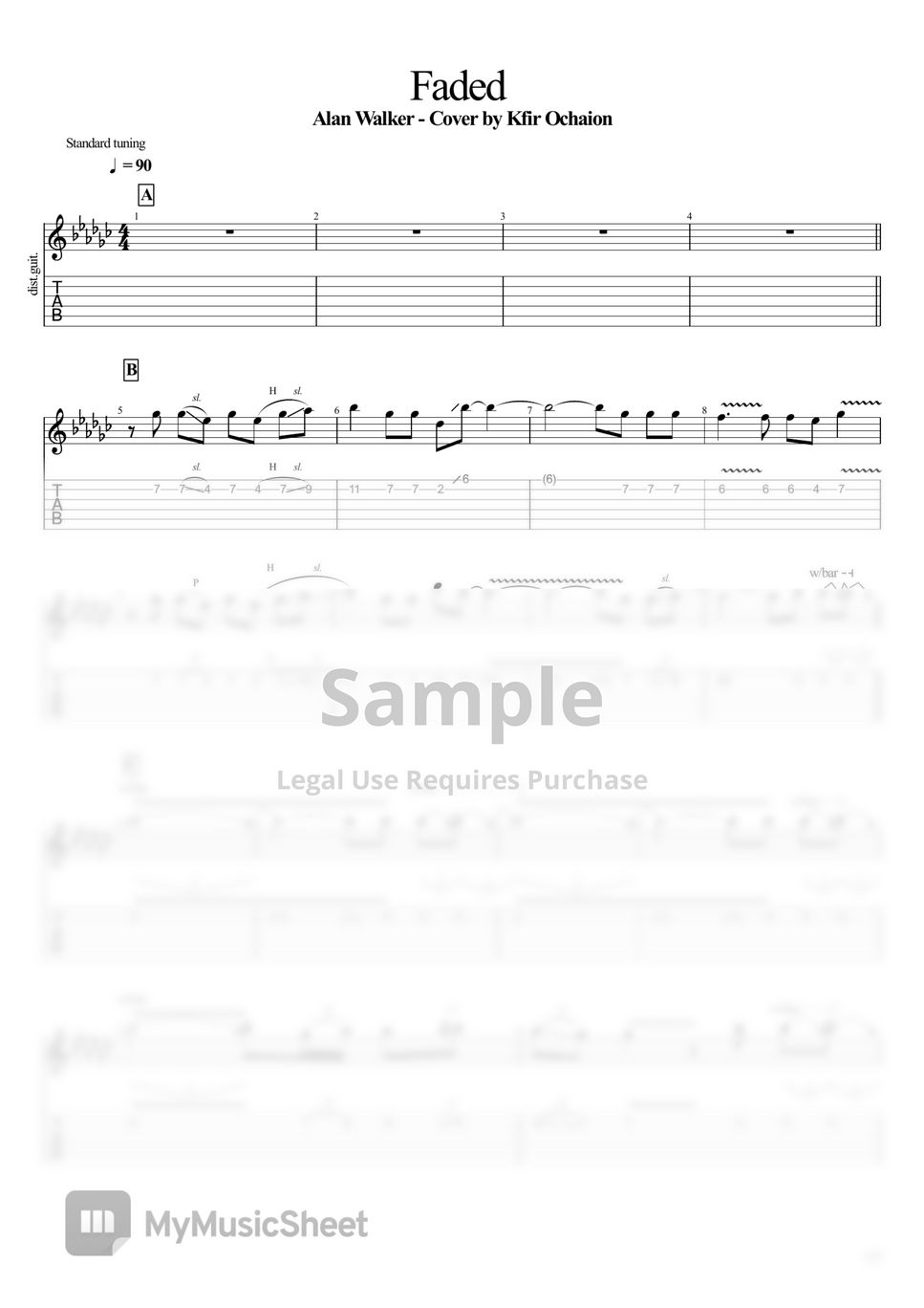 Alan Walker - Faded Sheet Music by Kfir Ochaion