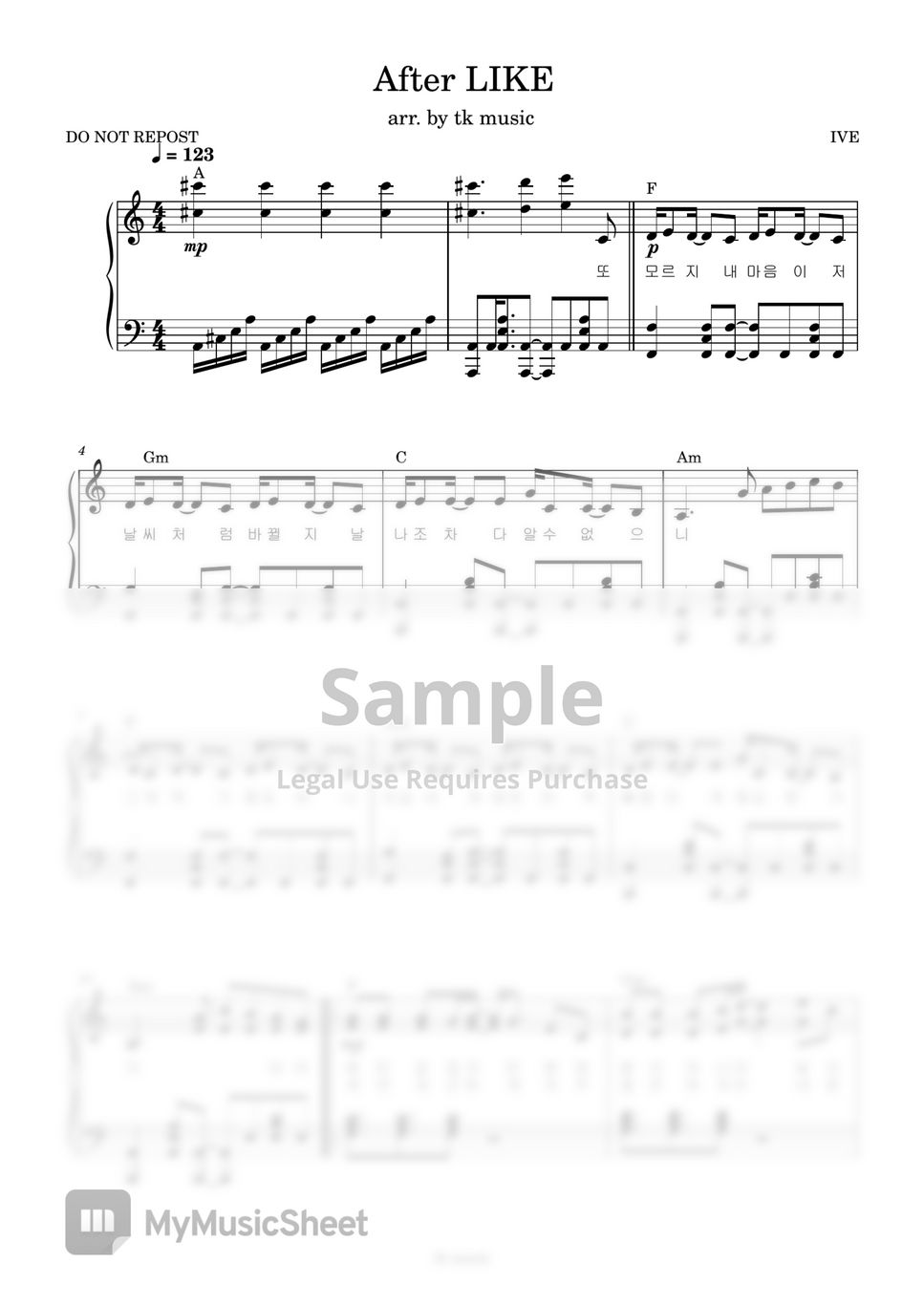 IVE - After LIKE Sheets by tk music