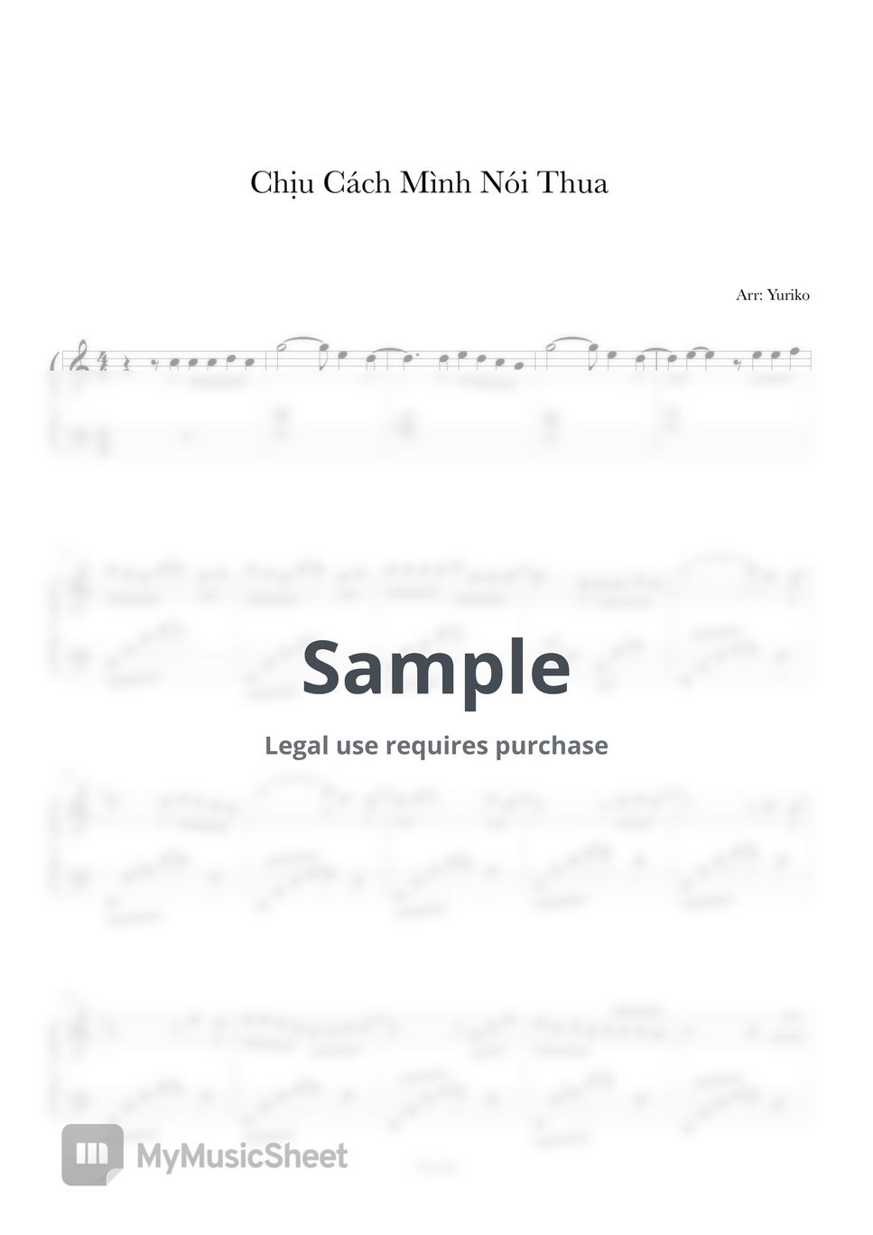 RHYDER x Coolkid x BAN - Chịu Cách Mình Nói Thua Sheet Music by Yuriko ...