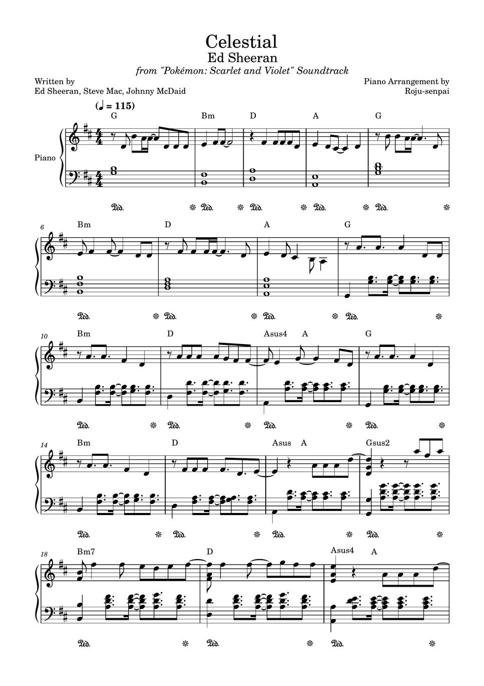 Ed Sheeran - Celestial (Piano Sheet Music with MIDI & MSCZ) Lembar Musik by Roju-senpai