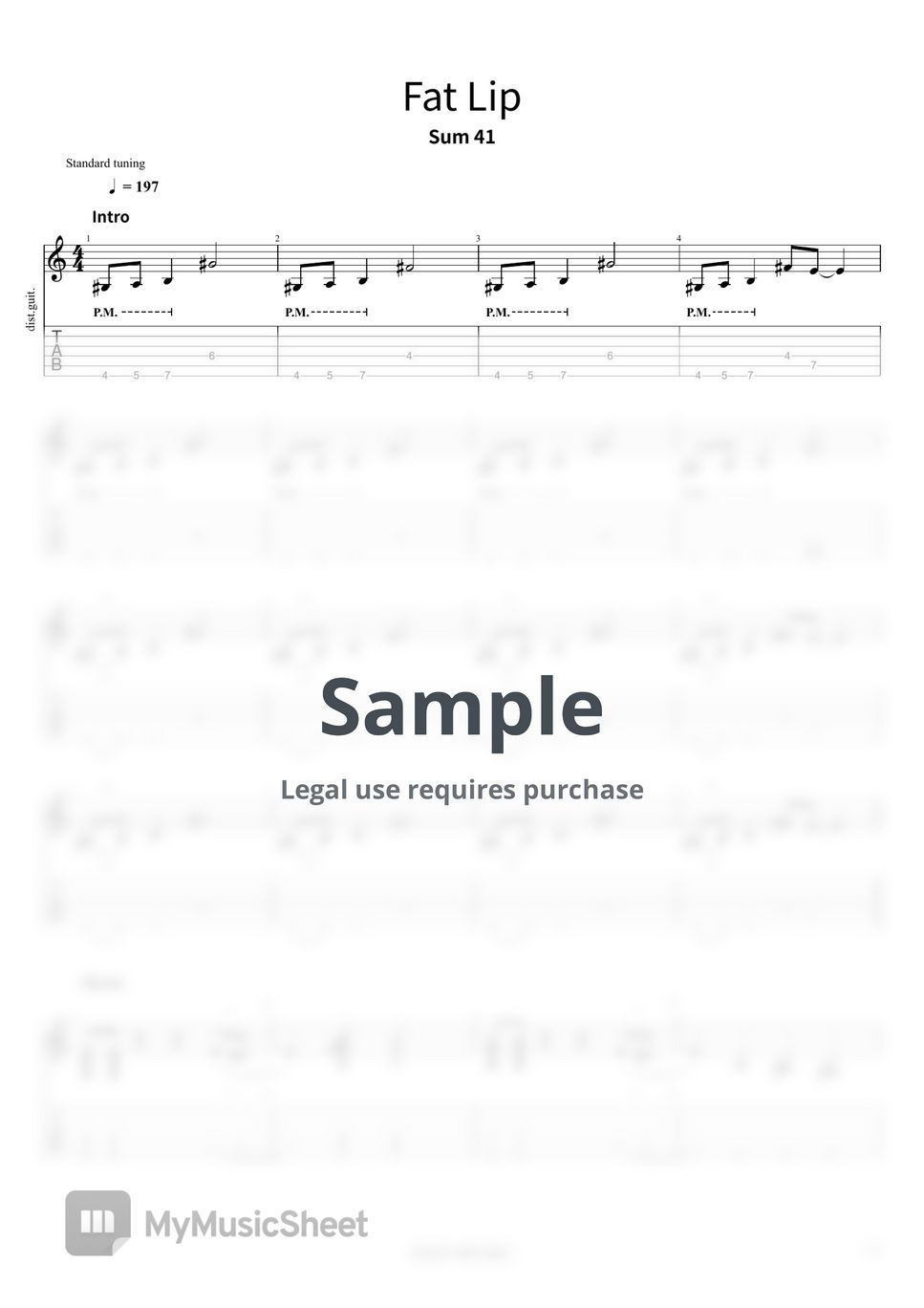 Sum 41 - Fat Lip Tab + 1staff by GEO MUSIC