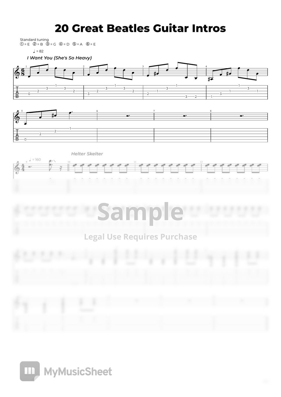 The Beatles - 20 Great Beatles Guitar Intros Sheet Music by Nikola Gugoski