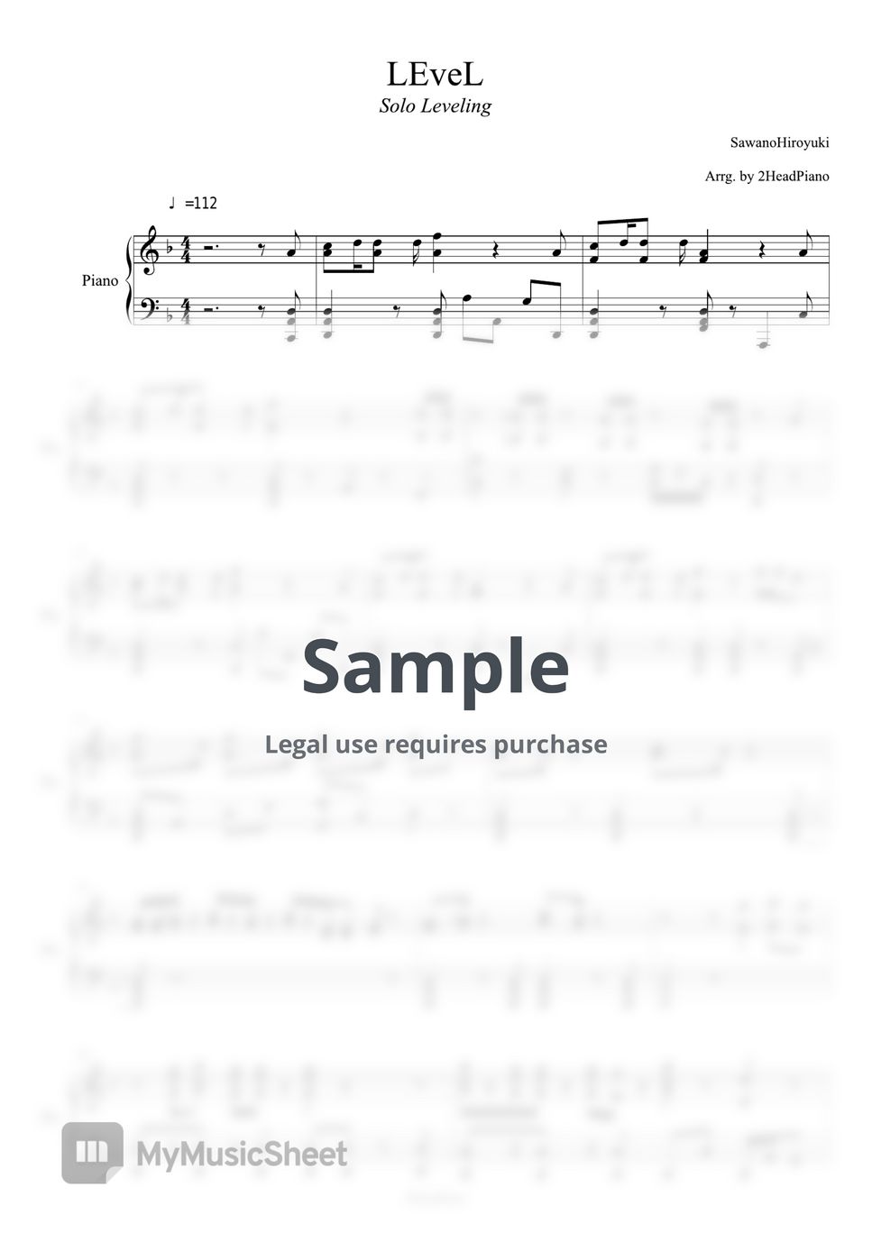 SawanoHiroyuki - LEveL (Solo Leveling - Opening "LEveL") แผ่น by 2HeadPiano