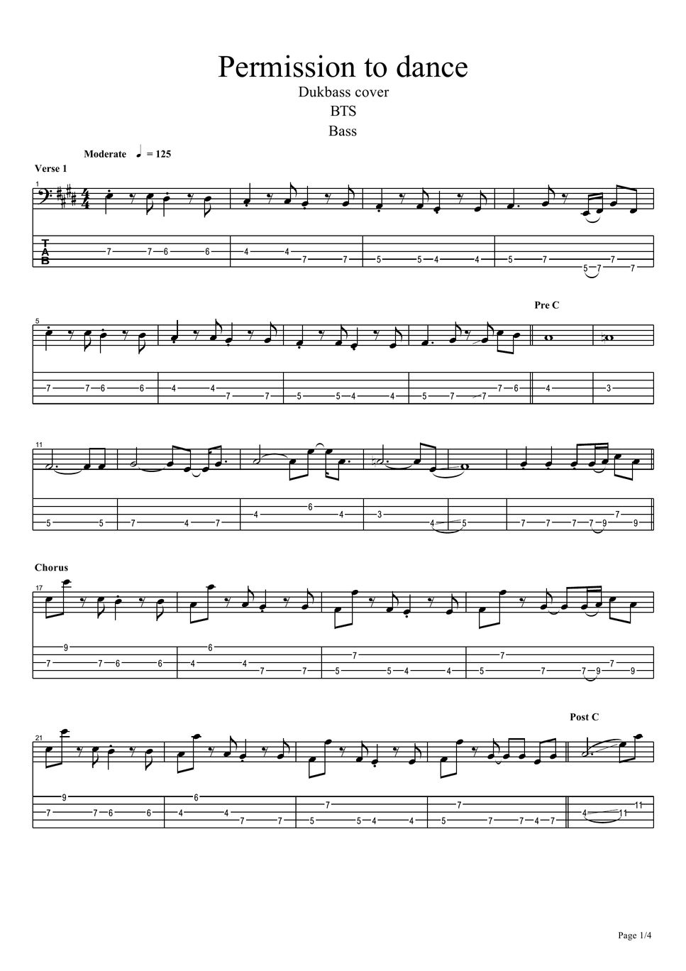 BTS - Permission to dance (cover) Sheets by Dukbass