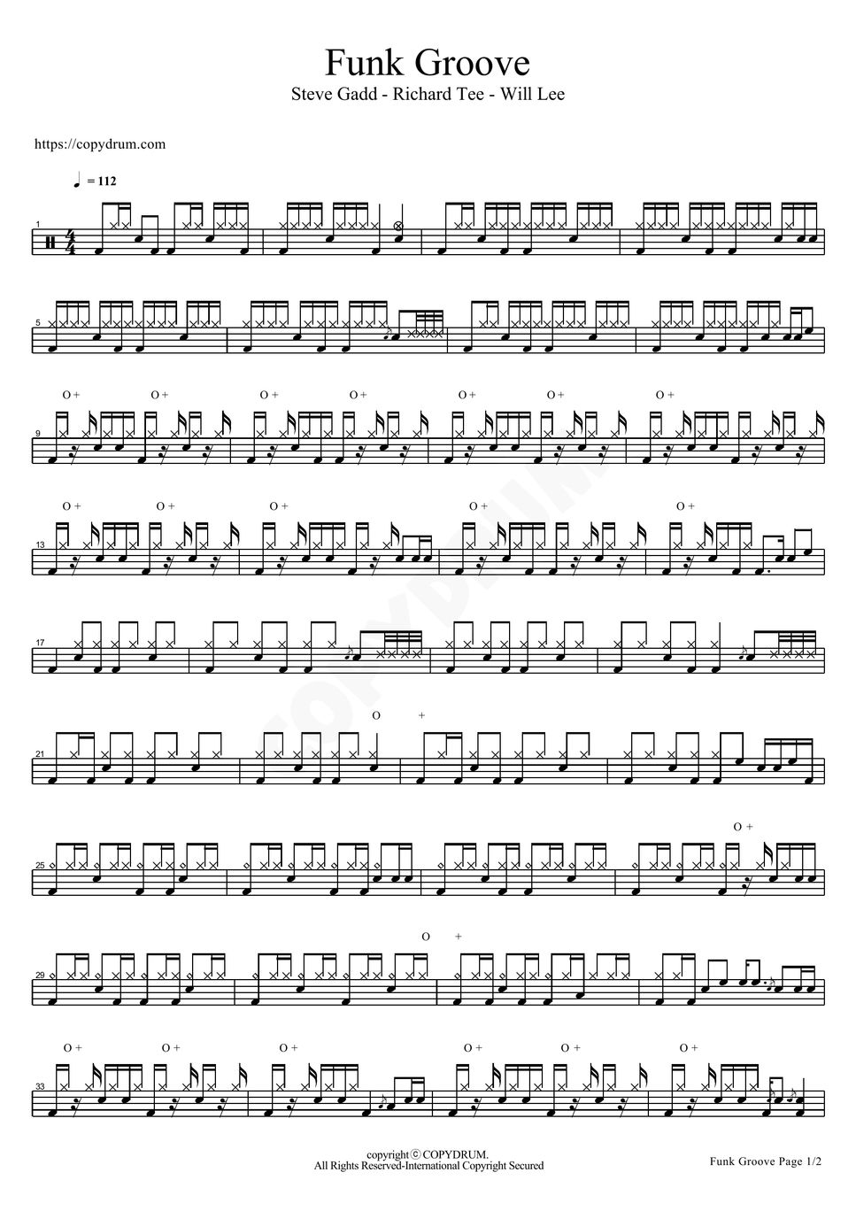 Steve Gadd - Funk Groove Sheets by COPYDRUM
