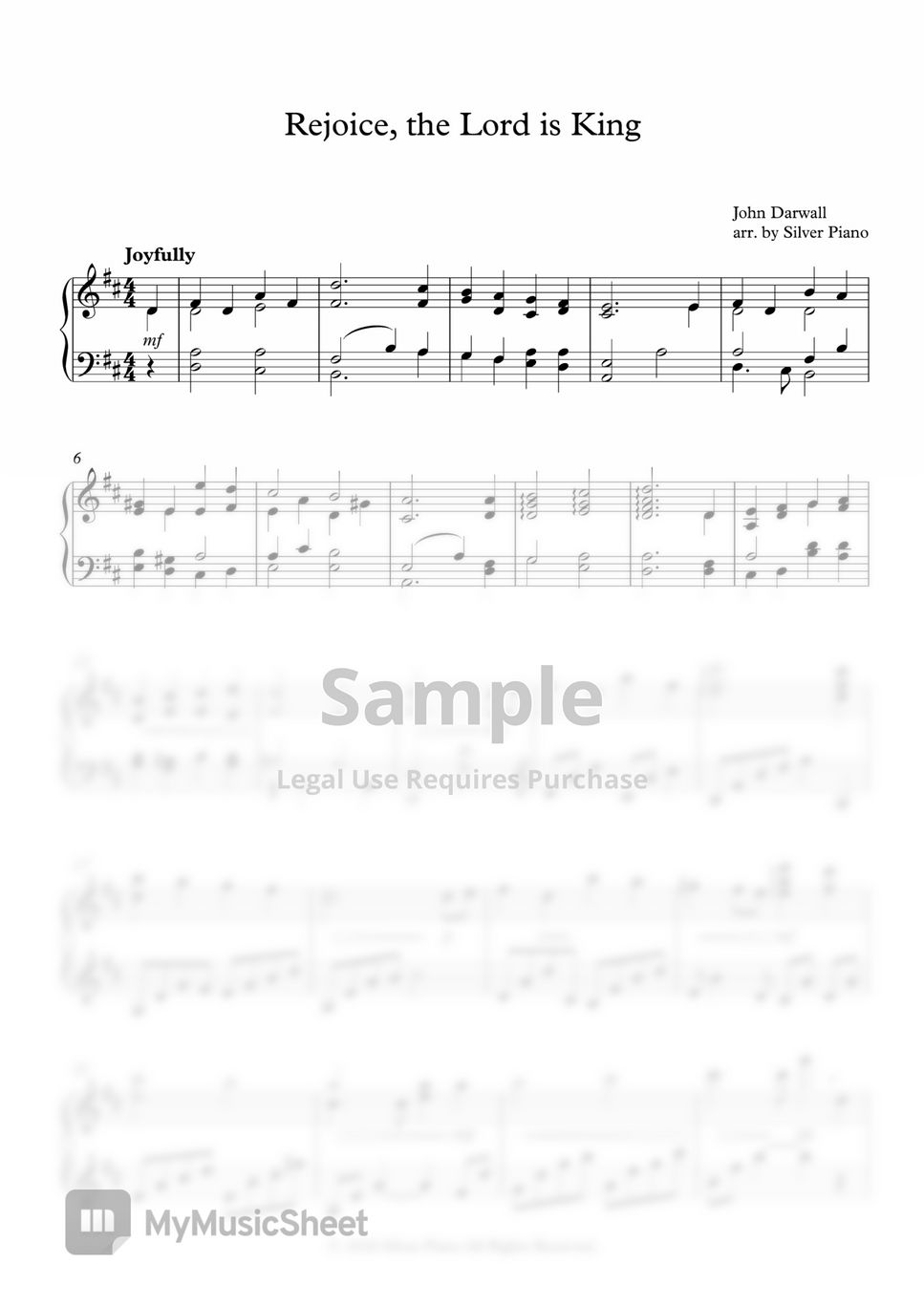 John Darwall 만유의 주 앞에 Rejoice The Lord Is King 피아노 찬송가 Sheet By
