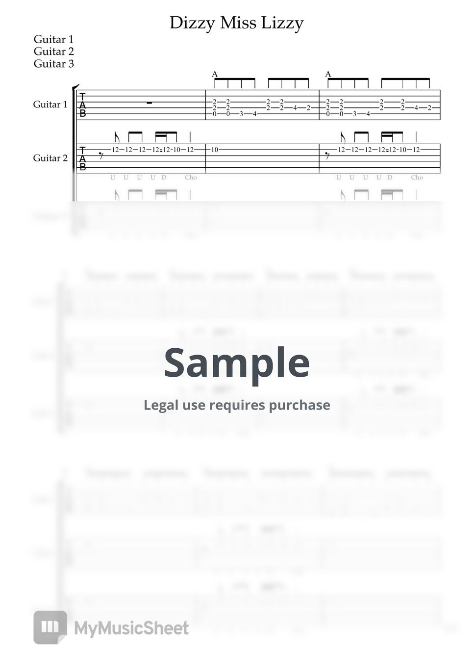 The Beatles - Dizzy Miss Lizzy (Guitar x3) 楽譜 by Ryohei Kanayama