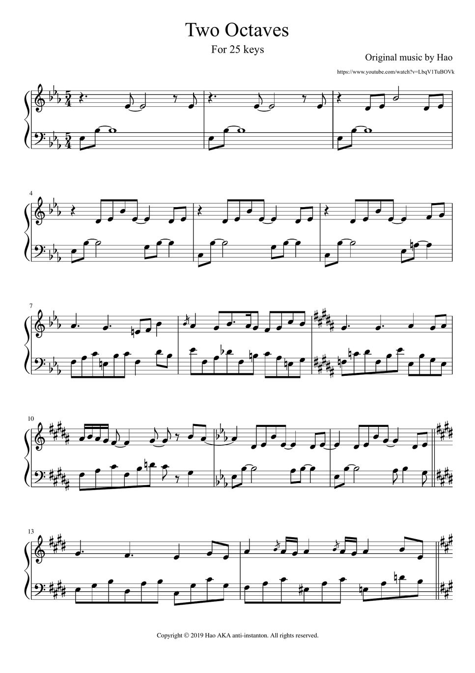 CUI Hao - Two Octaves Sheet by CUI Hao