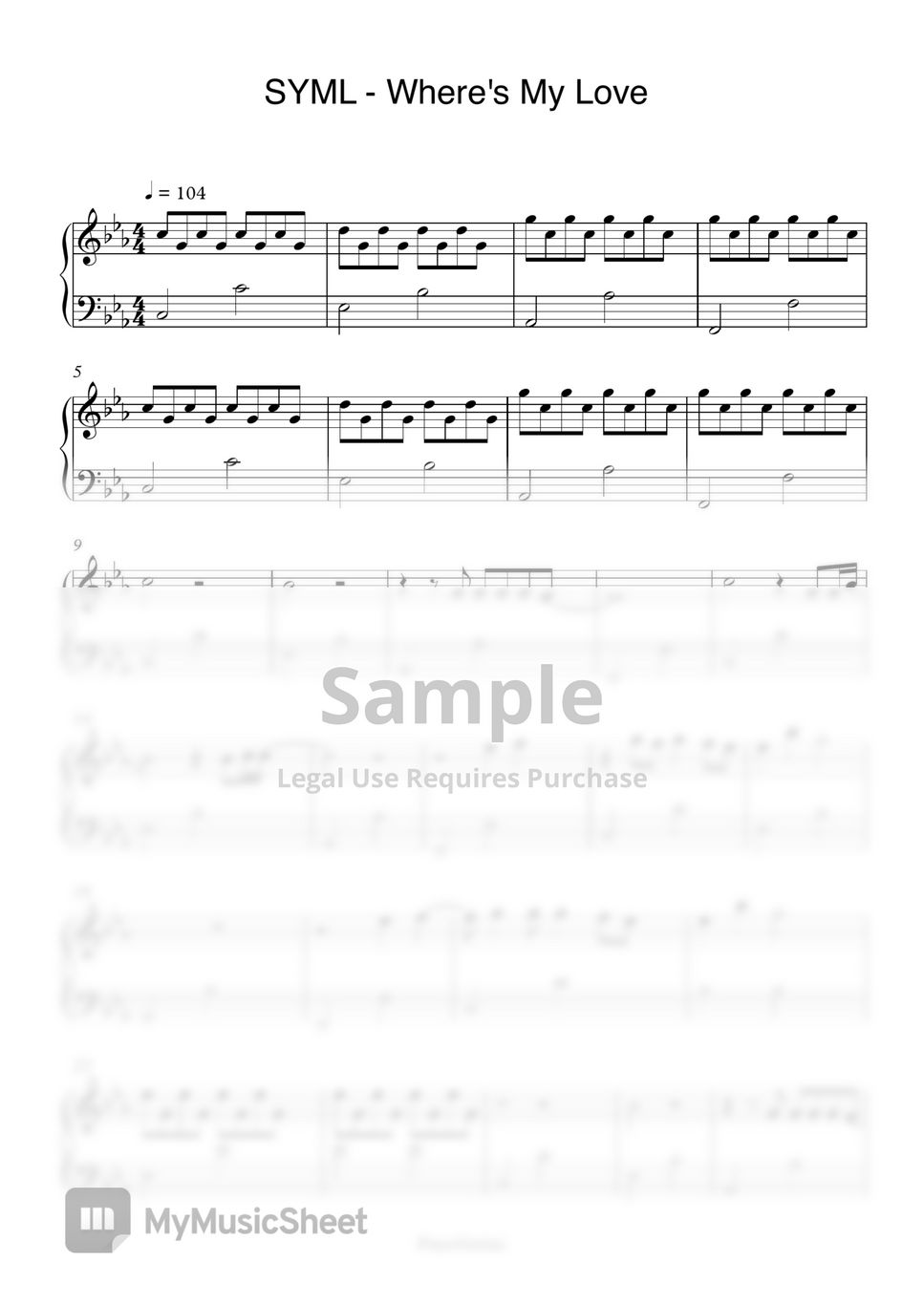 SYML - Where's My Love (EASY) Sheets by PianoGenius