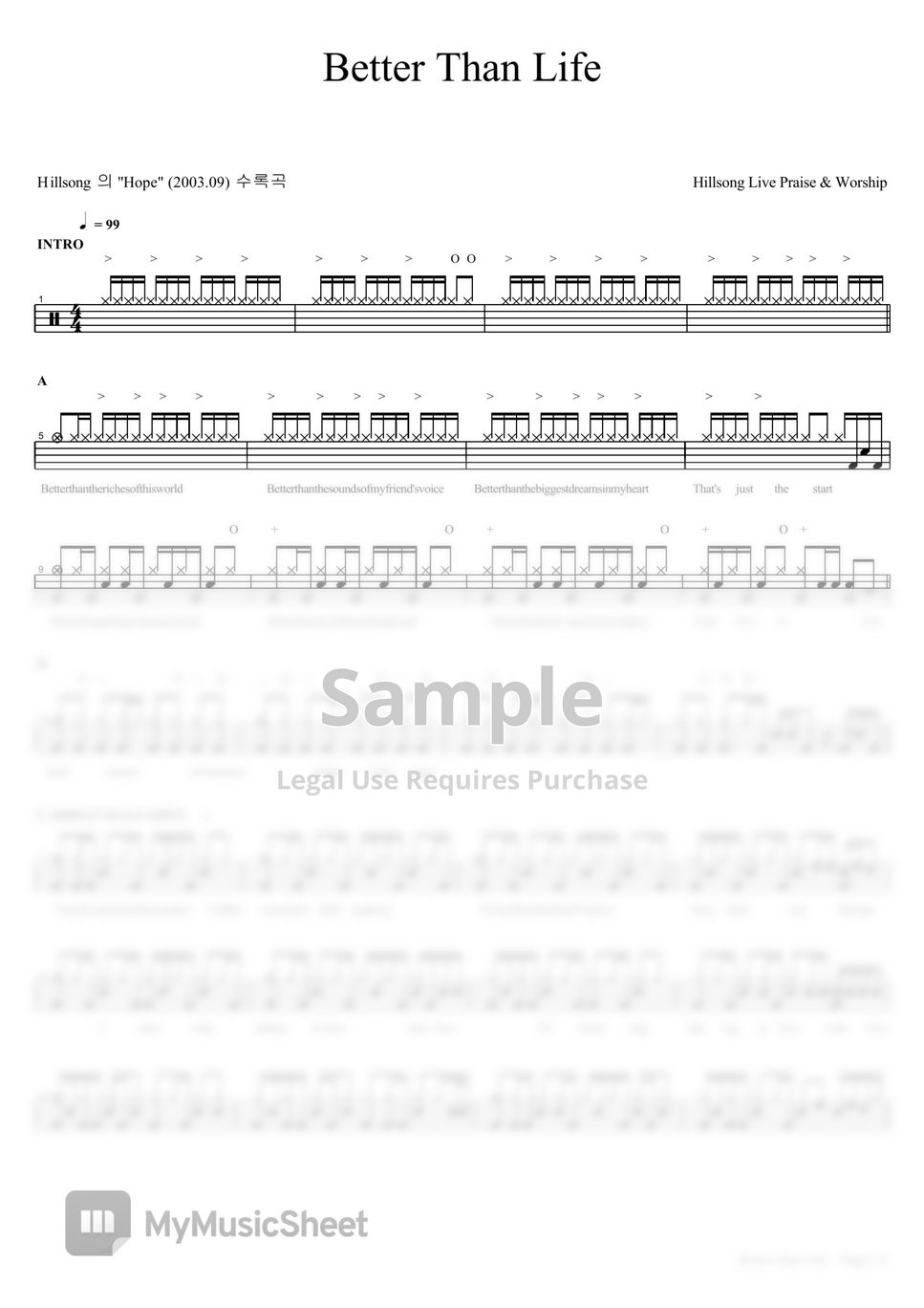 hillsong - better than life Sheets by COPYDRUM