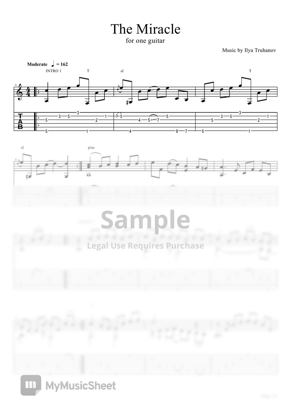 Ilya Truhanov - The Miracle - Fingerstyle Guitar 악보 by Ilya Truhanov