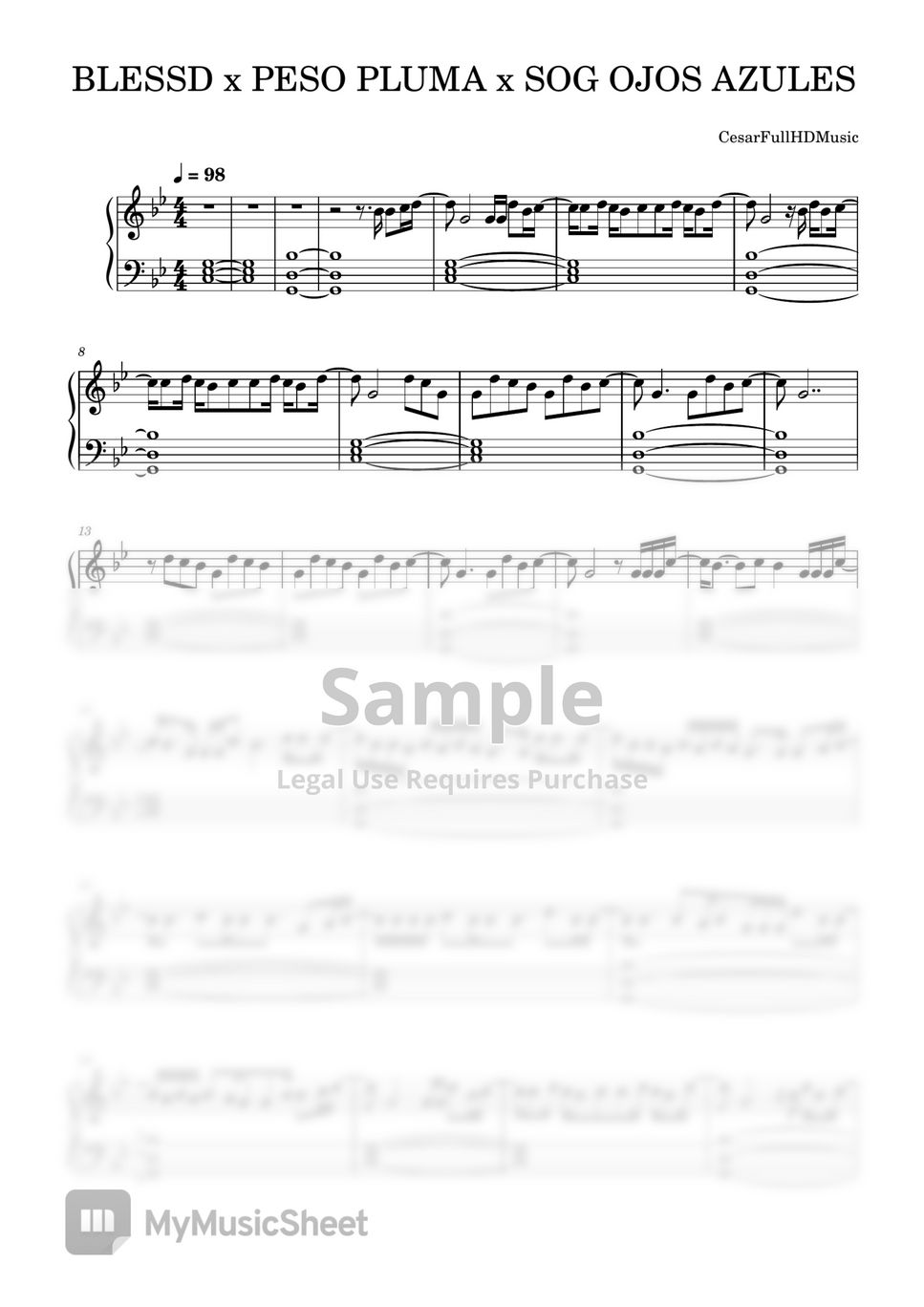 BLESSD x PESO PLUMA x SOG - OJOS AZULES Sheet Music