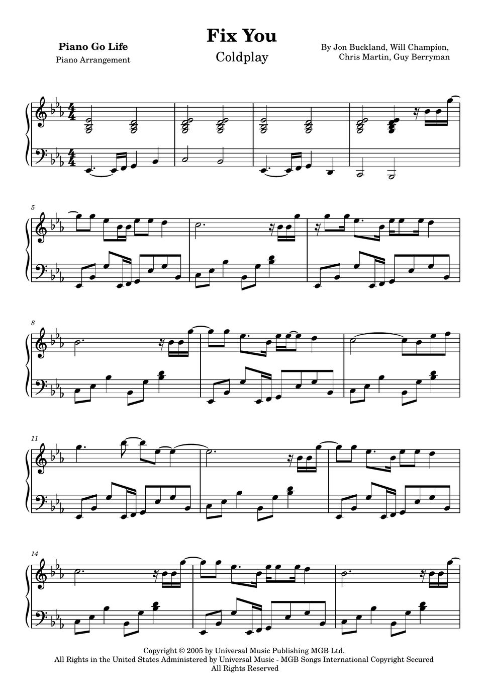 Coldplay - Fix You 楽譜 by Piano Go Life