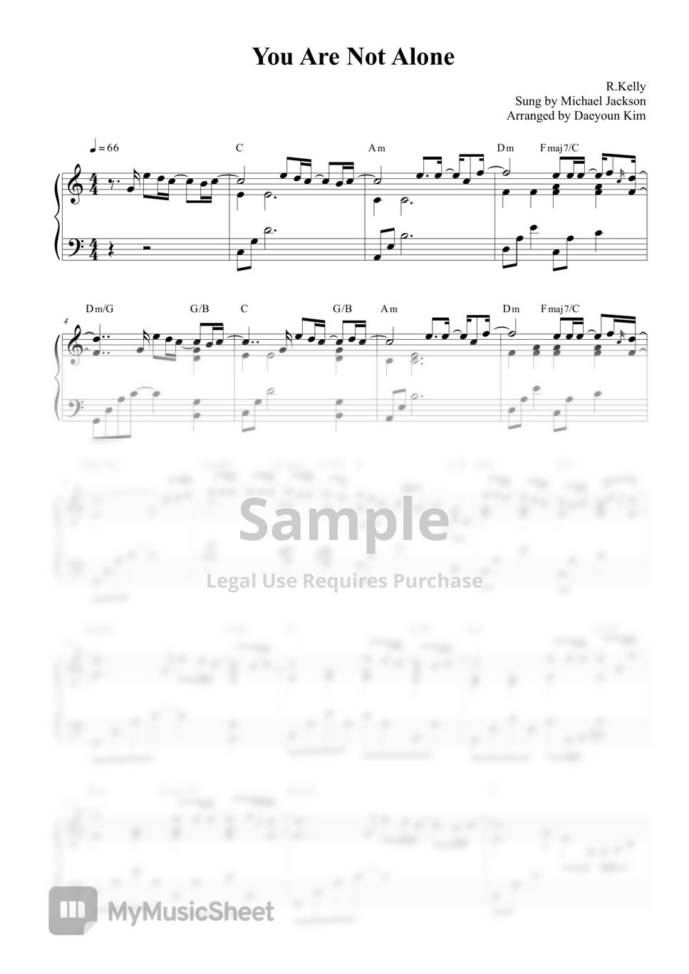 Michael Jackson - You Are Not Alone Notenblatt by Daeyoun Kim