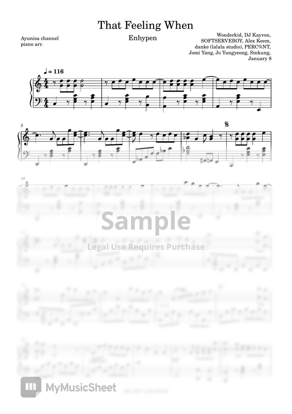 Enhypen - That Feeling When Sheet Music by Ayunisa