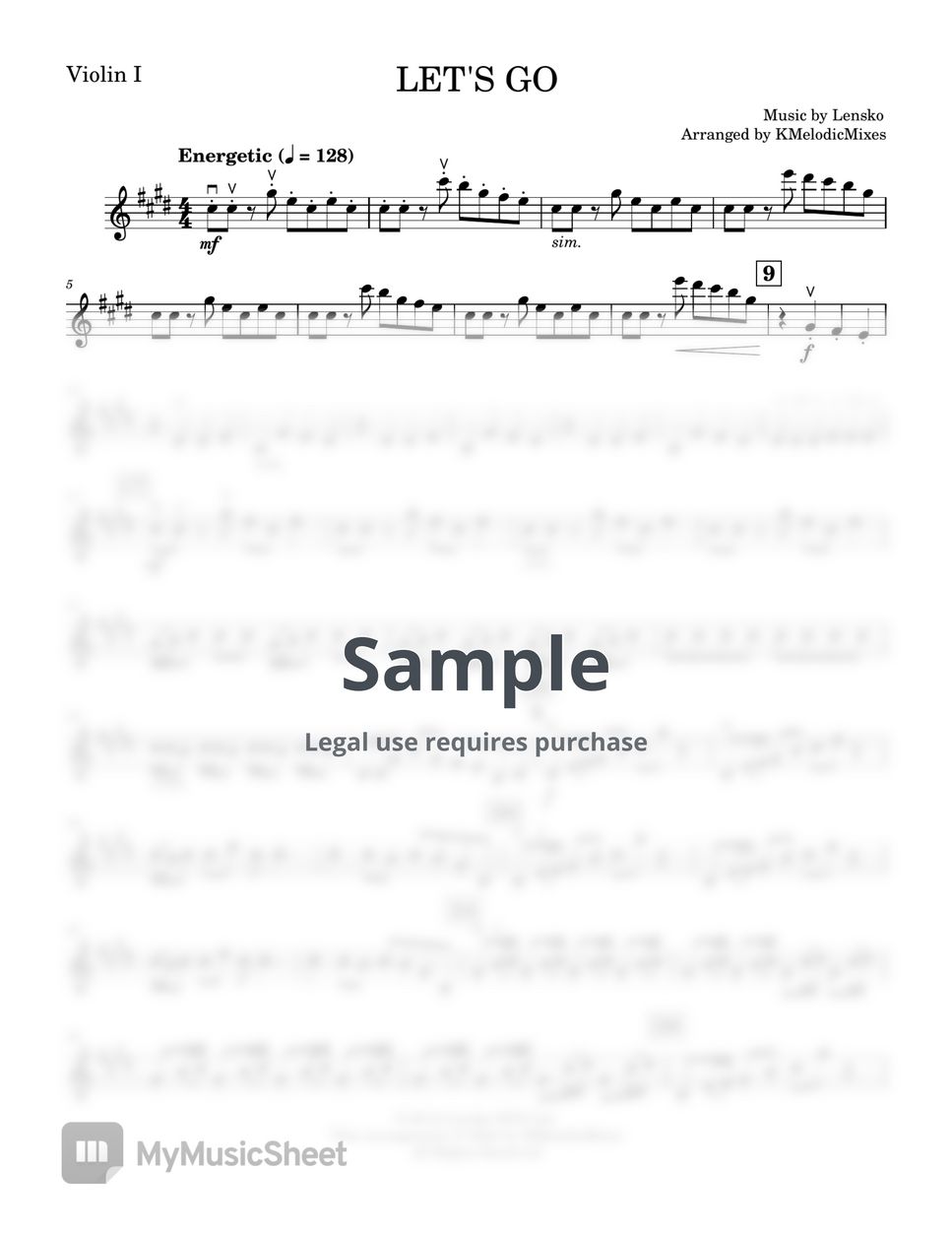 Lensko - Let's Go! - Violin 1 & 2 악보 by KMelodicMixes
