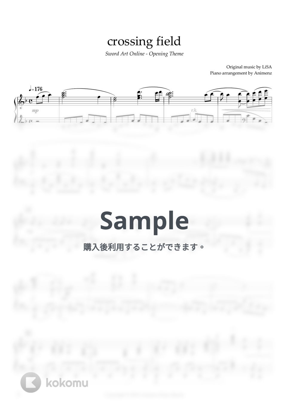 LiSA - crossing field 楽譜 by Animenz