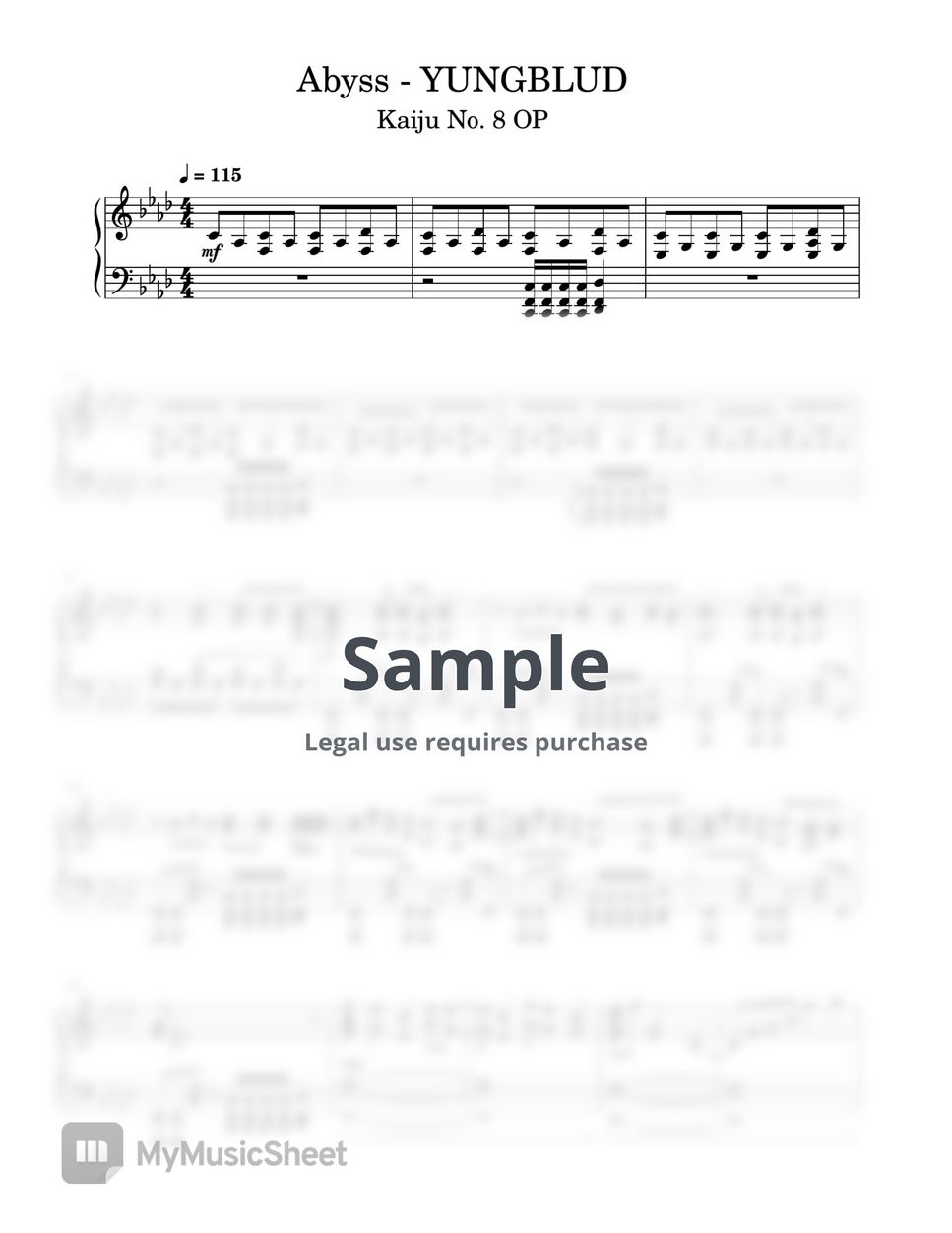 YUNGBLUD - Abyss - YUNGBLUD (Kaiju No. 8 OP) Piano 악보 by BWC Piano Tutorial