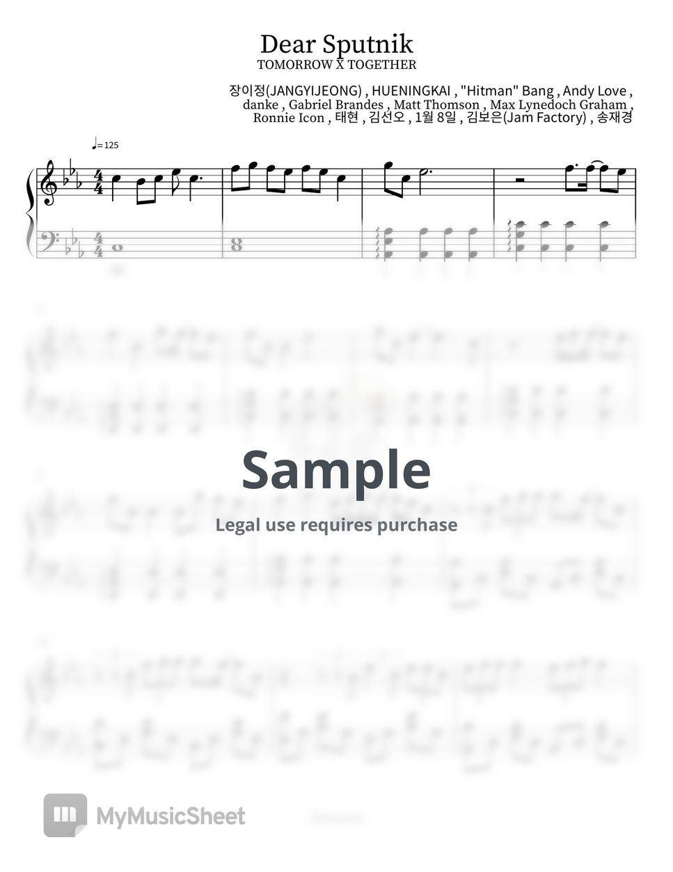 TXT(투모로우바이투게더) - Dear Sputnik(디어 스푸트니크) 악보 by chihyun416