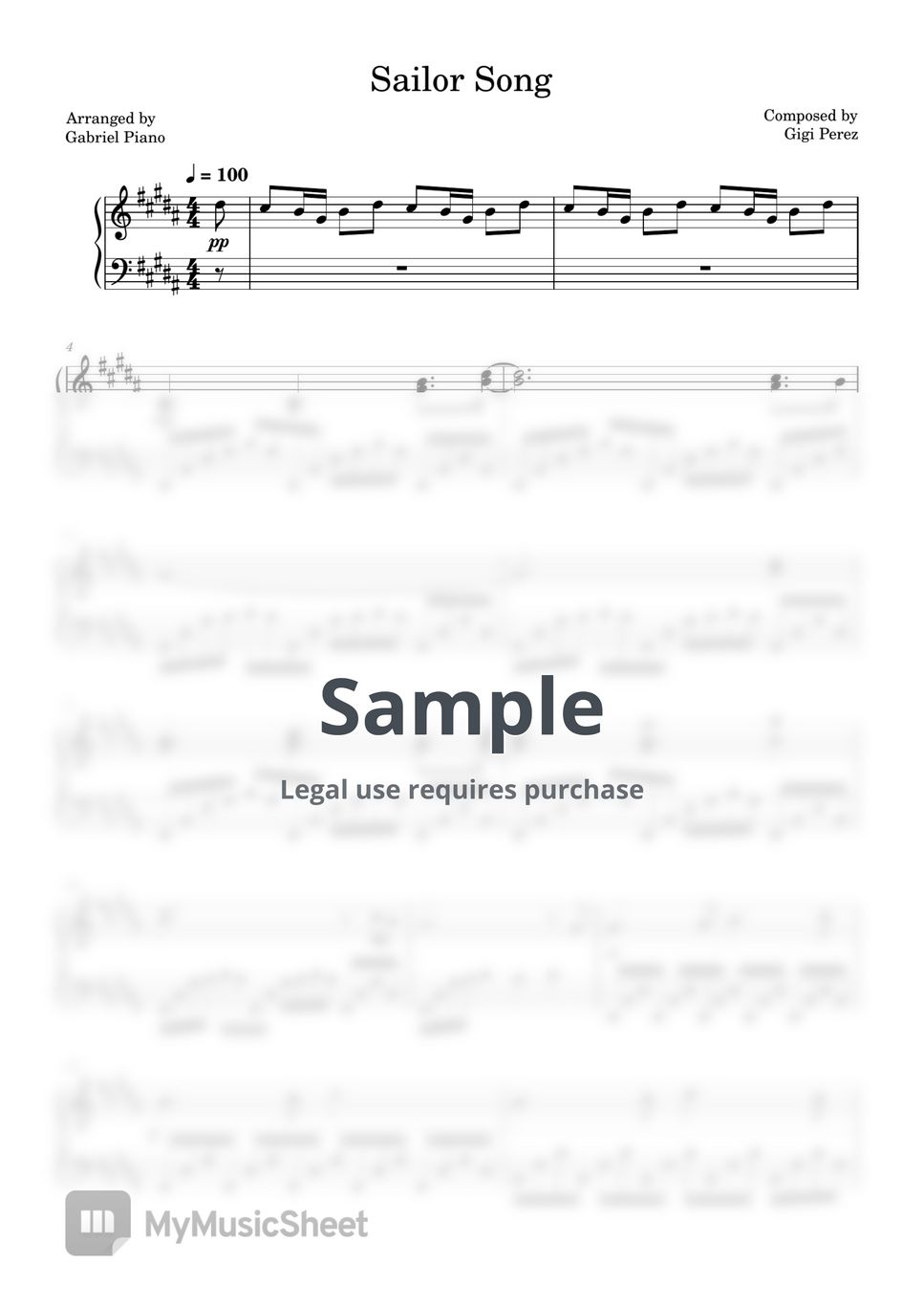 Gigi Perez - Sailor Song 악보 by Gabriel Piano