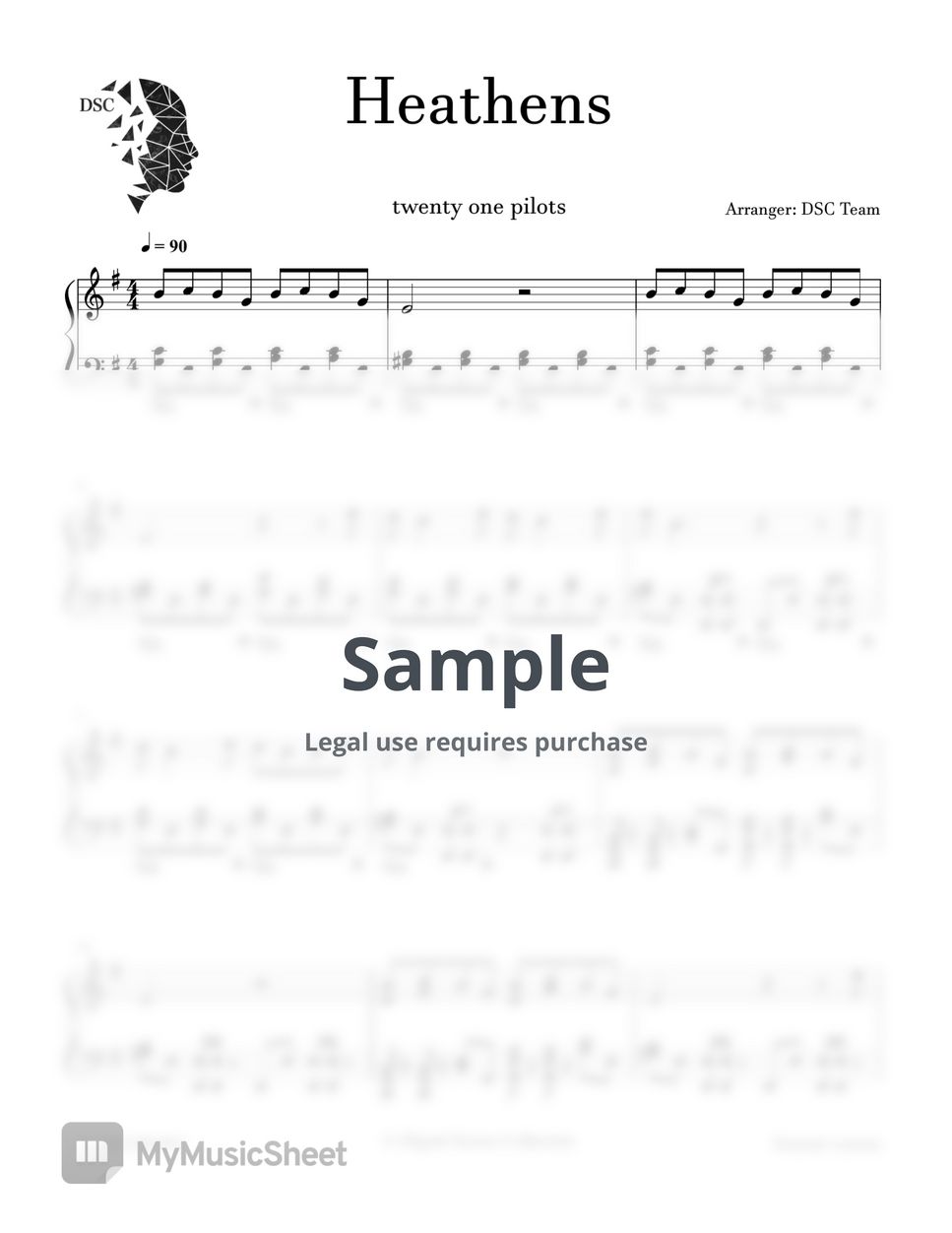 twenty one pilots - Heathens Lembar Musik by Digital Scores Collection