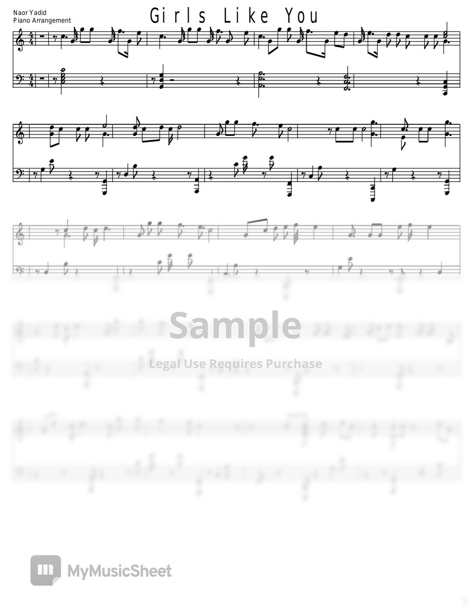 Maroon 5 ft. Cardi B - Girls Like You 악보 by Naor Yadid