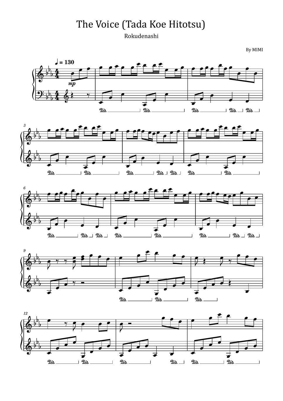MIMI - The Voice (Tada Koe Hitotsu) (ただ声一つ - Rokudenashi - For Piano Solo) Sheets by poon
