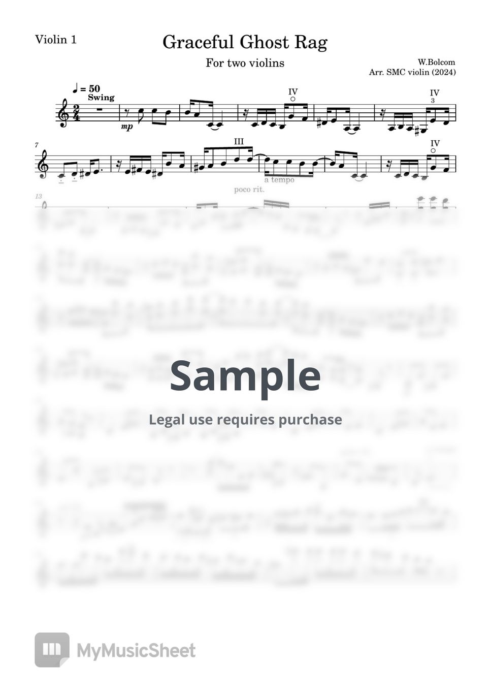 W. Bolcom - Graceful ghost rag Sheet Music by Ssuuoo