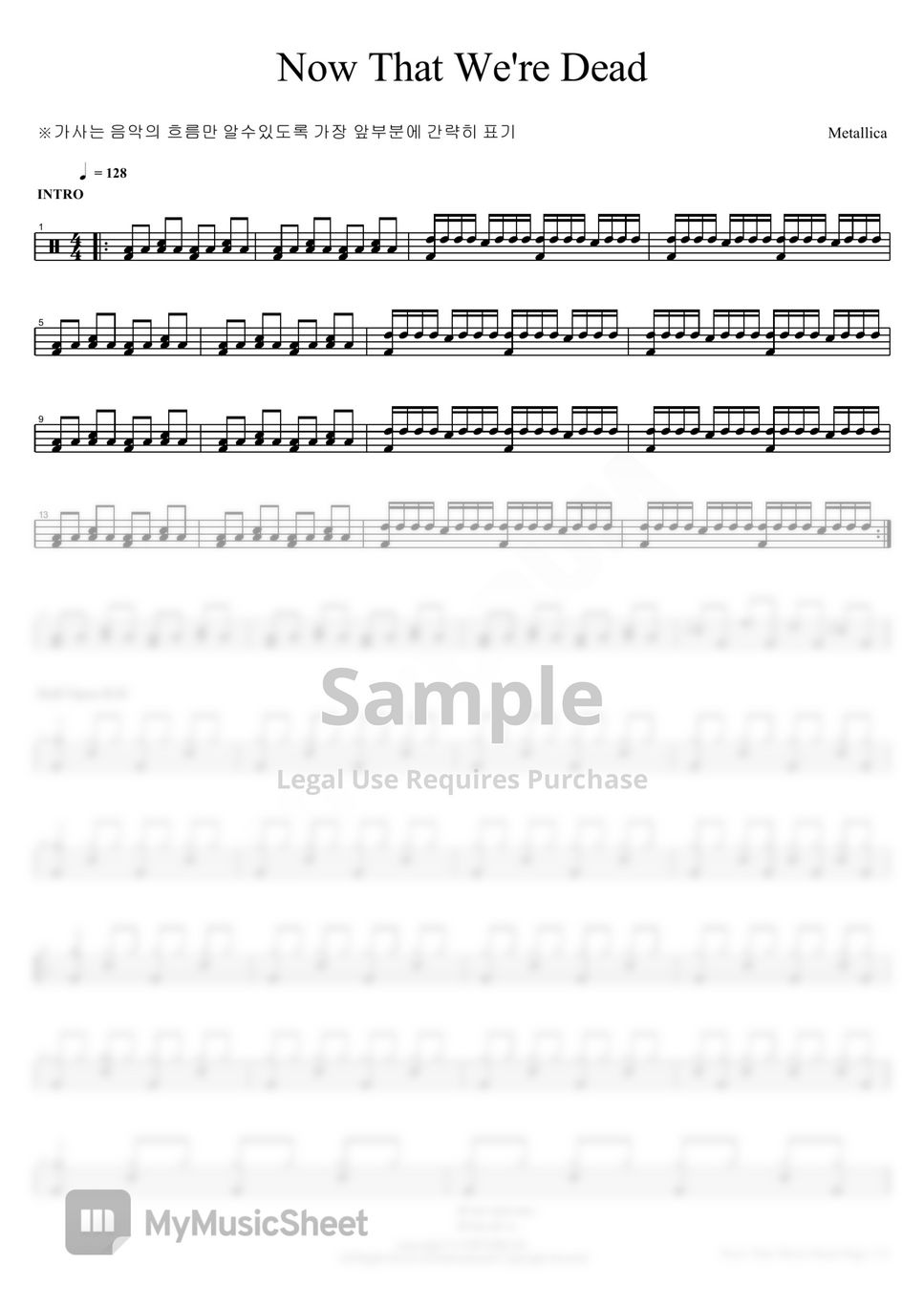 Metallica - Now That We’re Dead Sheet Music by COPYDRUM