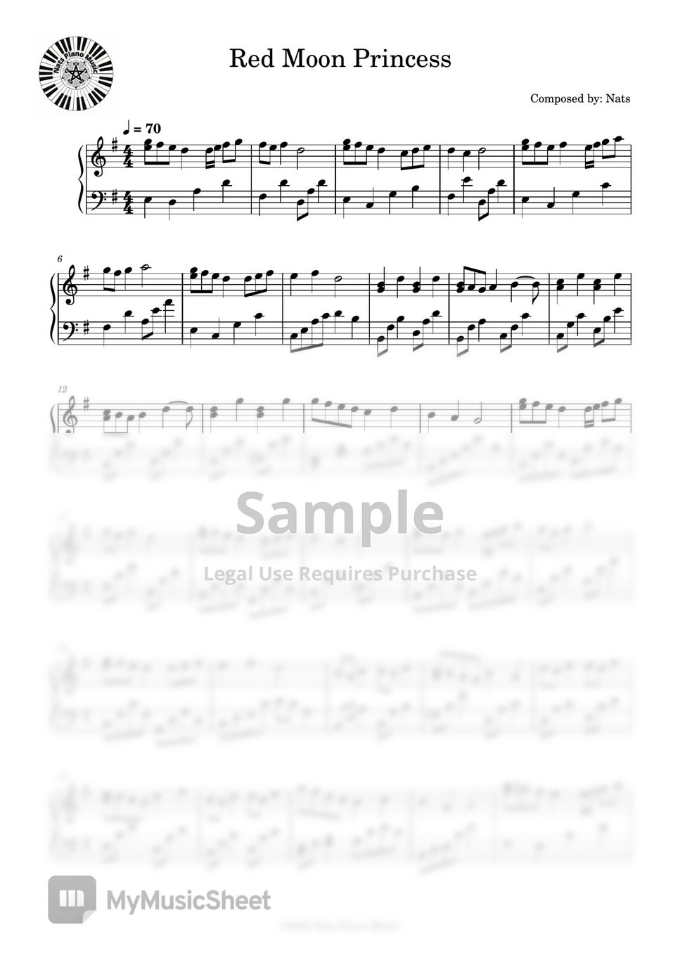Nats Piano Music - Red Moon Princess Sheets