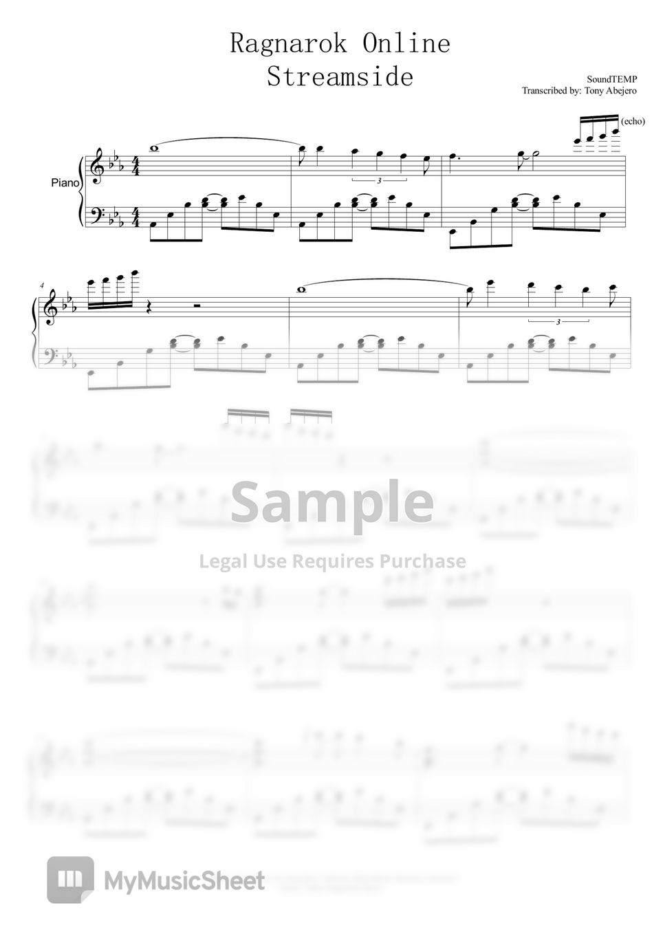 SoundTEMP - Ragnarok Online Streamside Piano Sheet Music by Tony Abejero
