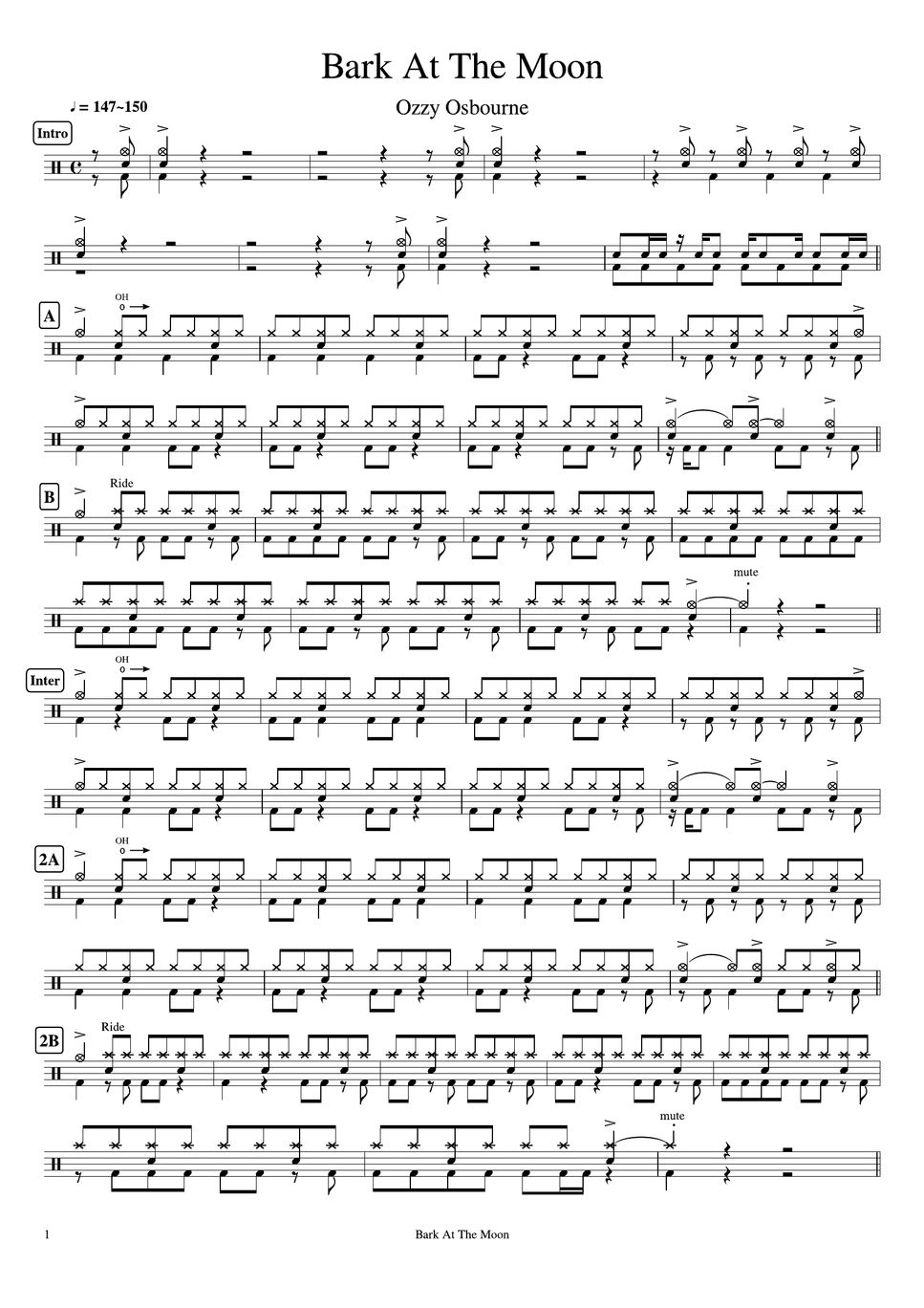 Ozzy Osbourne - Bark At The Moon Bản nhạc by Cookai's J-pop Drum sheet ...