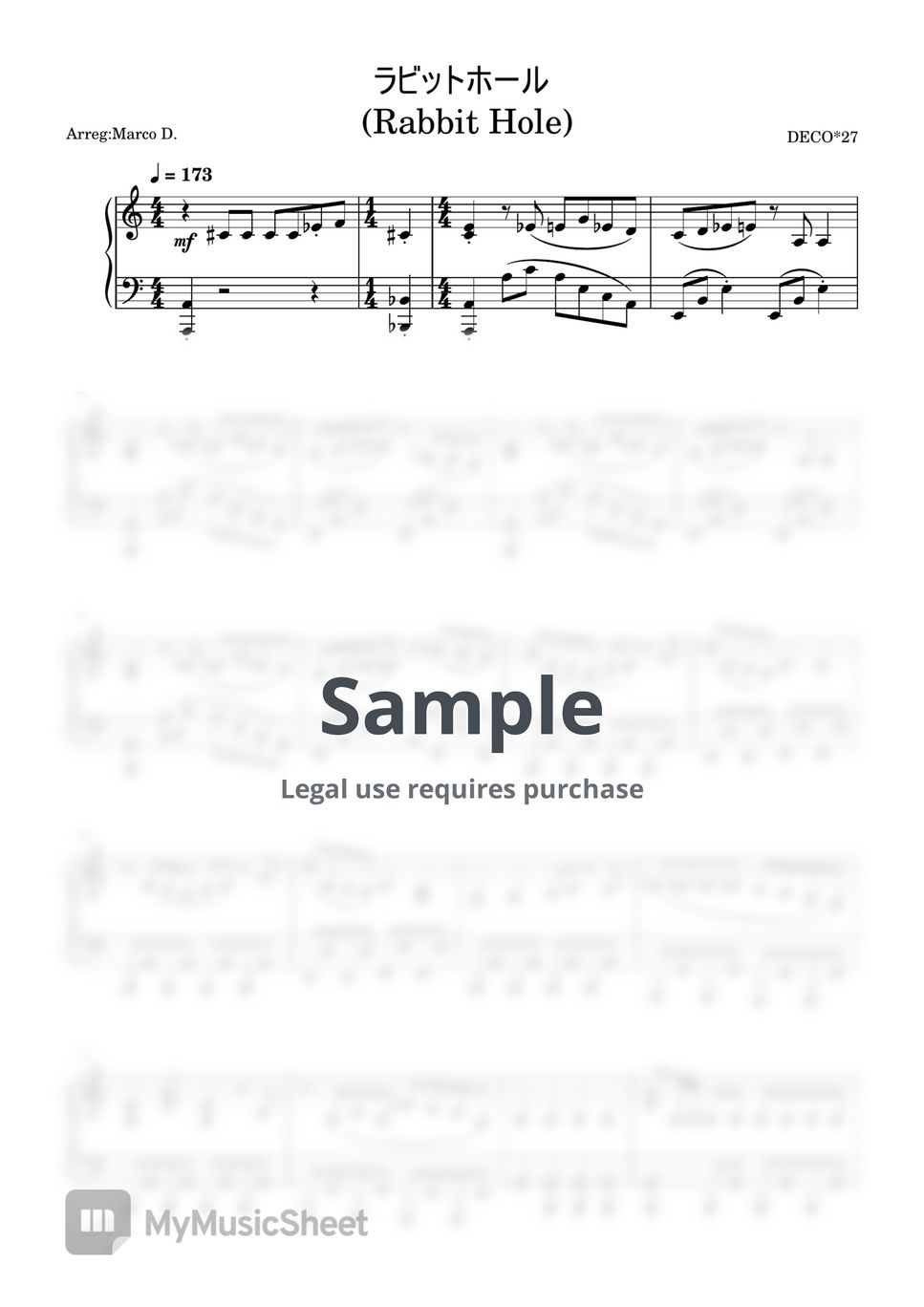 DECO*27 - Rabbit Hole 楽譜 by Marco D.