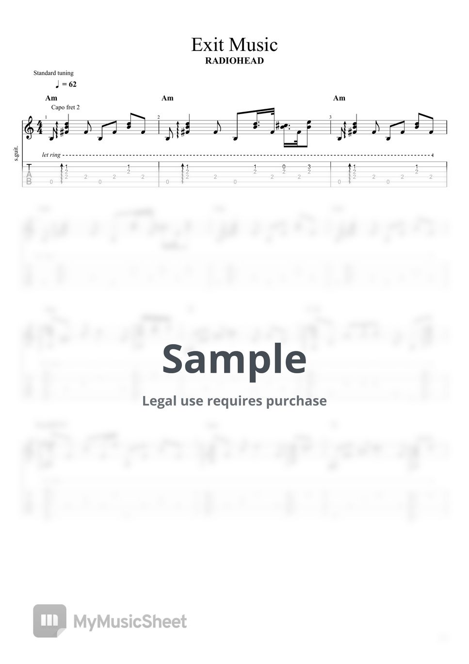OK Computer - RADIOHEAD - Exit Music (Fingerstyle Guitar) Tab ...