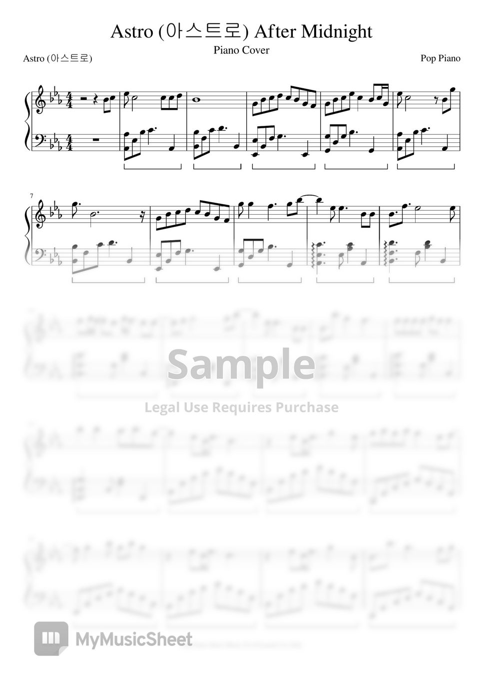 Astro (아스트로) - After Midnight Sheet Music by Pop Piano