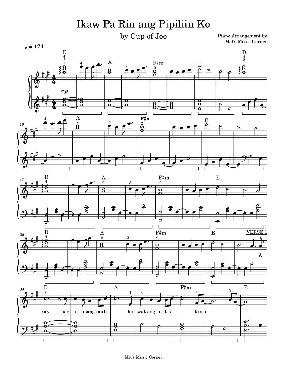 Cup of Joe - Ikaw Pa Rin ang Pipiliin Ko (piano sheet music) Sheet Music by Mel's Music Corner