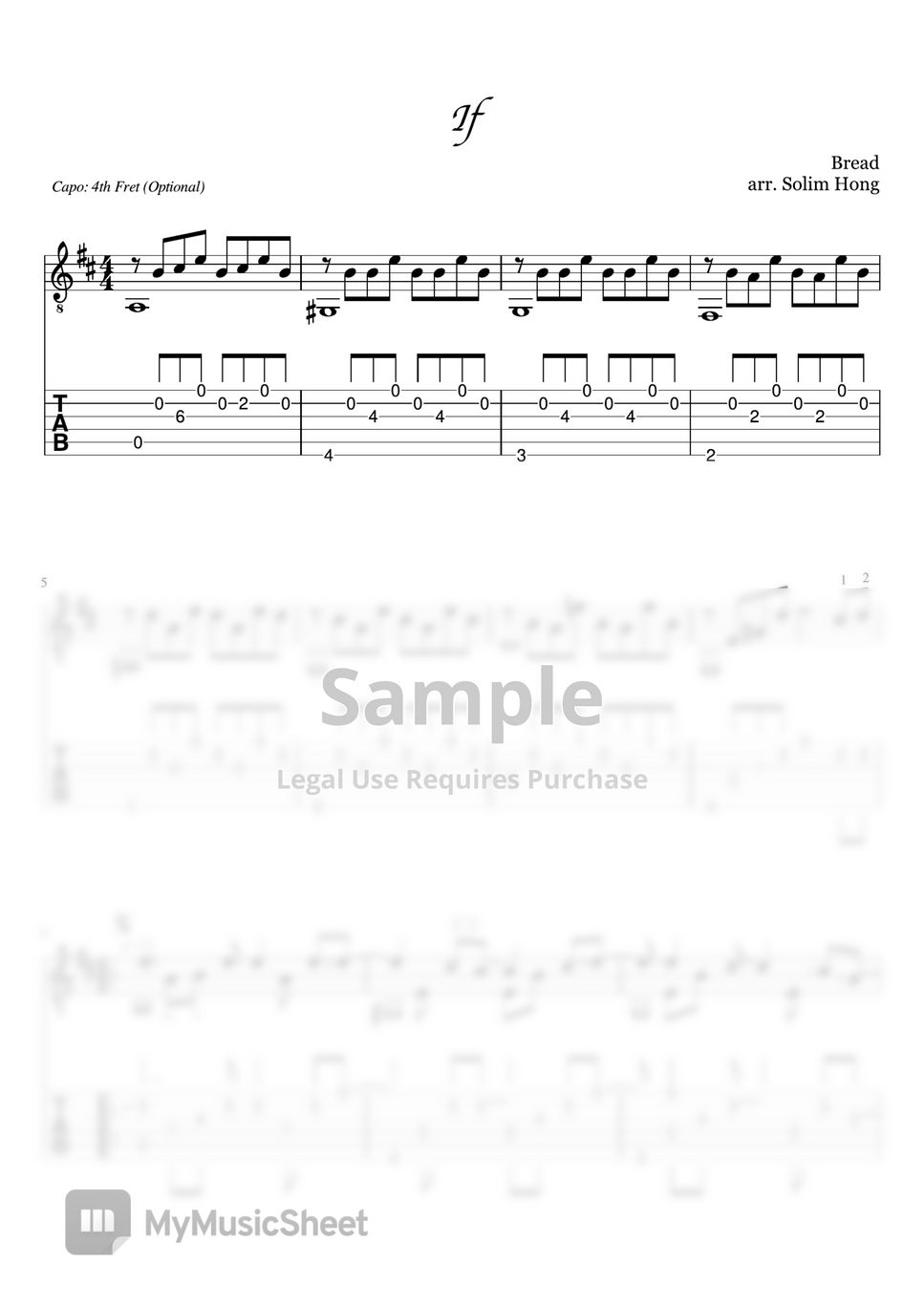 Bread - If (Guitar solo+TAB) Hoja by Solim Hong