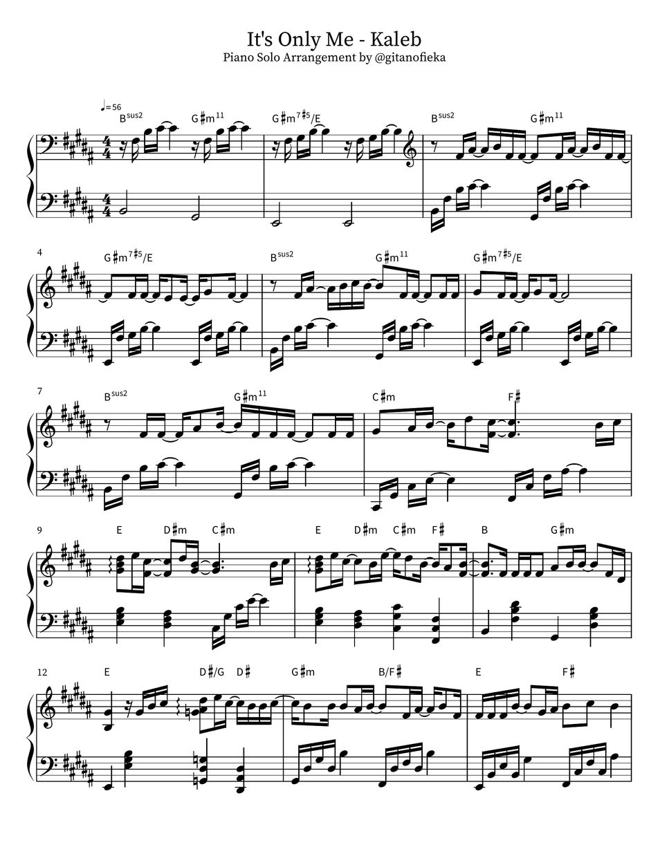 KALEB J - It's Only Me Sheet