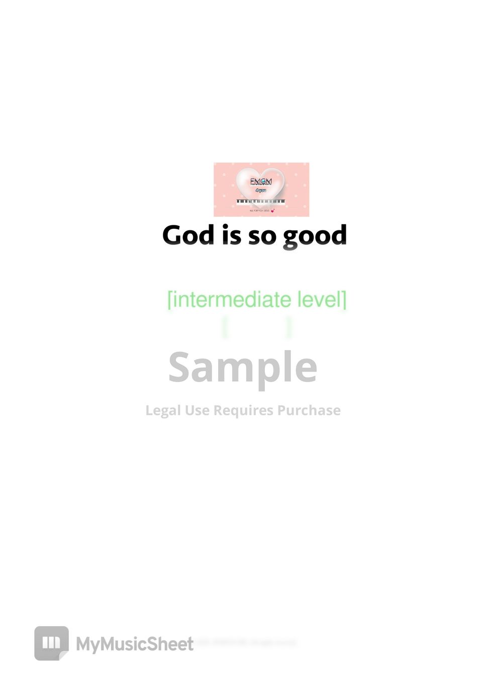 God is so good - piano intermidiate level 樂譜 by fmgm4u