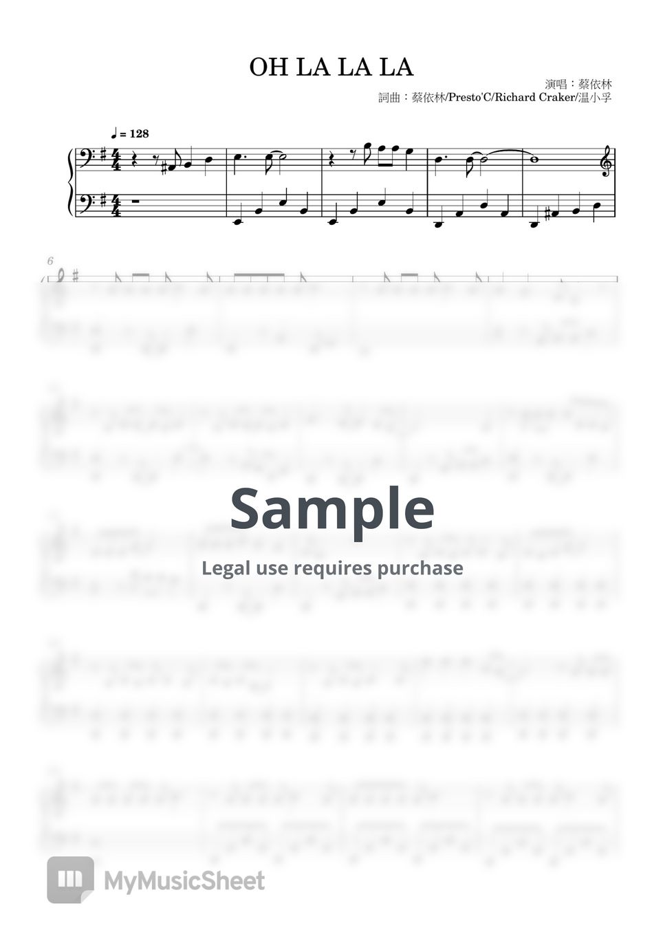 蔡依林 - OH LA LA LA 악보 by Lilizoe