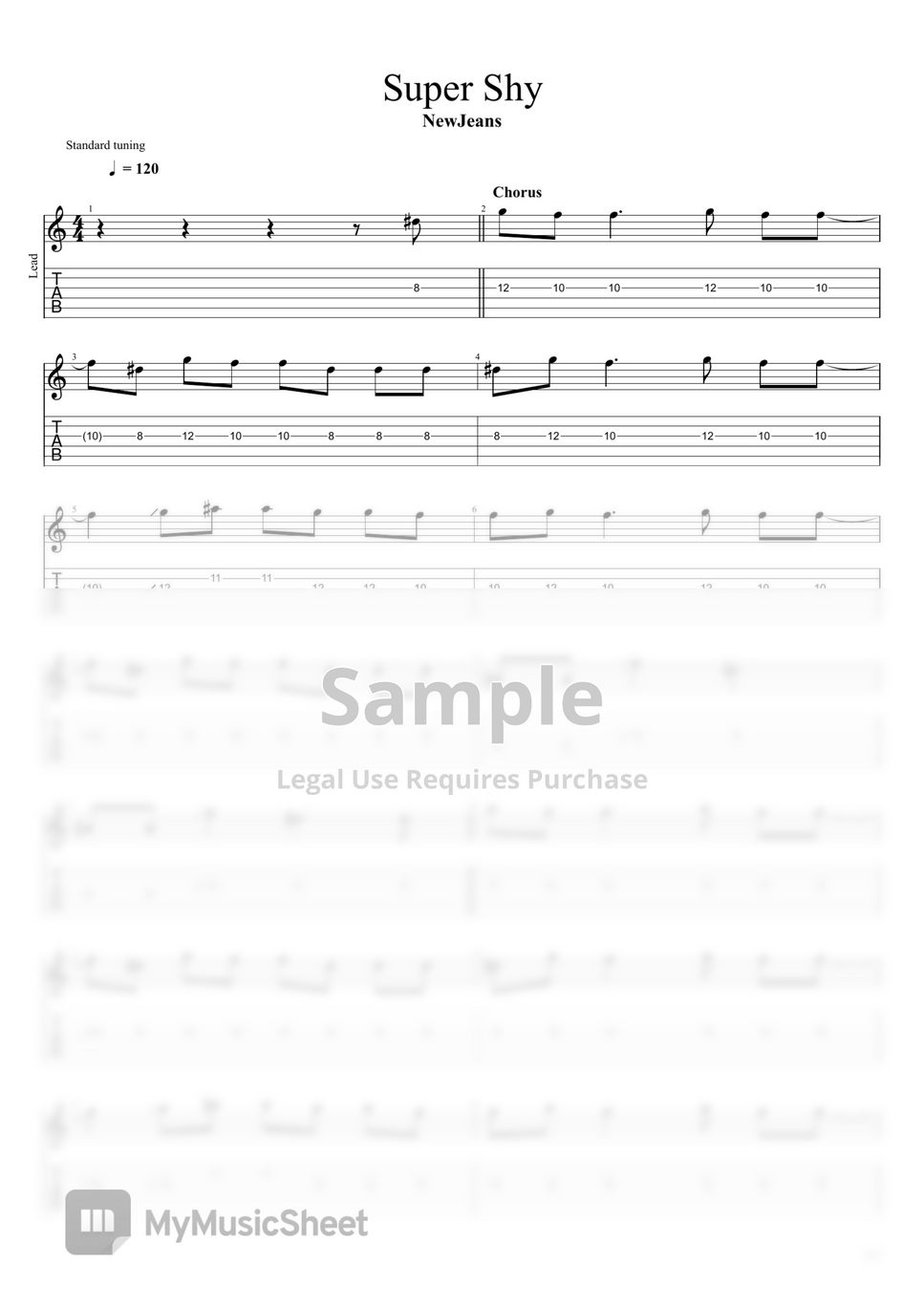 NewJeans - Super Shy 타브+단선 악보 by Rob Ethereal