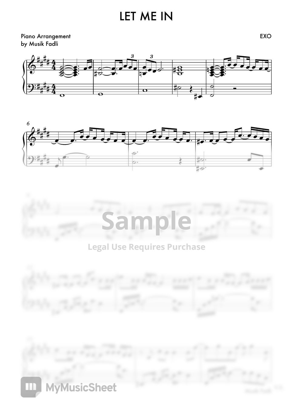 EXO 엑소 - Let Me In 악보 by Musik Fadli