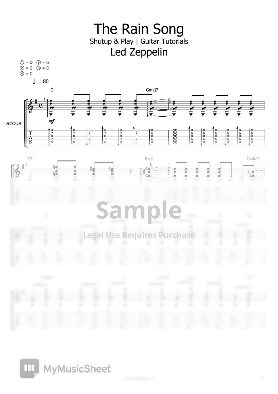 Led Zeppelin The Rain Song Sheets By Shutup And Play Guitar Tutorials