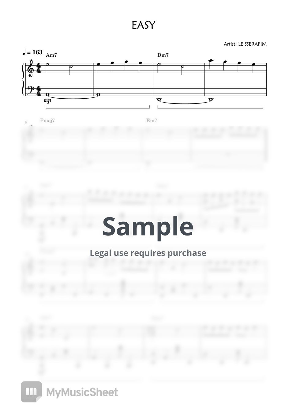 LE SSERAFIM - EASY (Piano Arrangement) Sheet Music by Scherzando