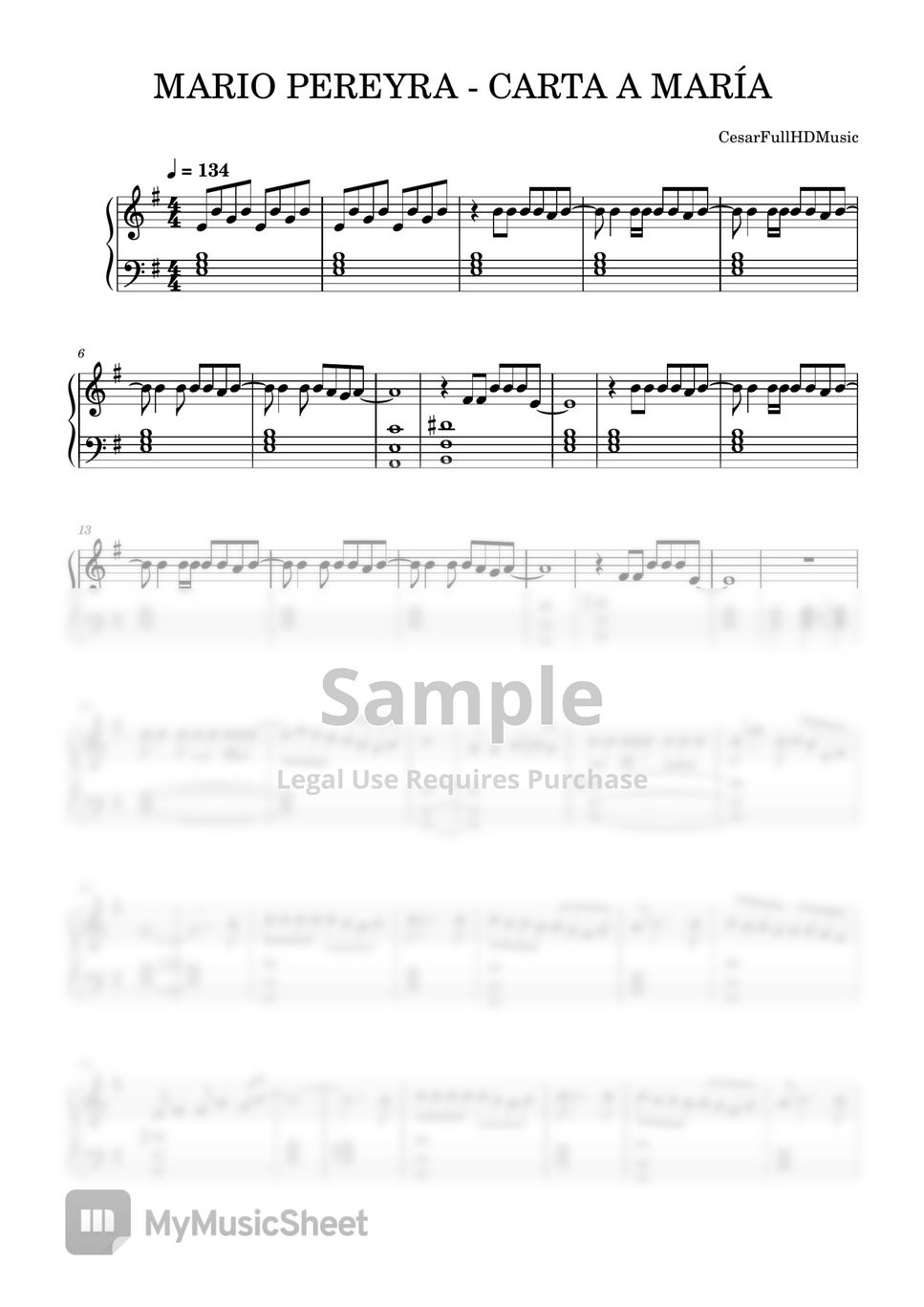 MARIO PEREYRA - CARTA A MARÍA Sheets