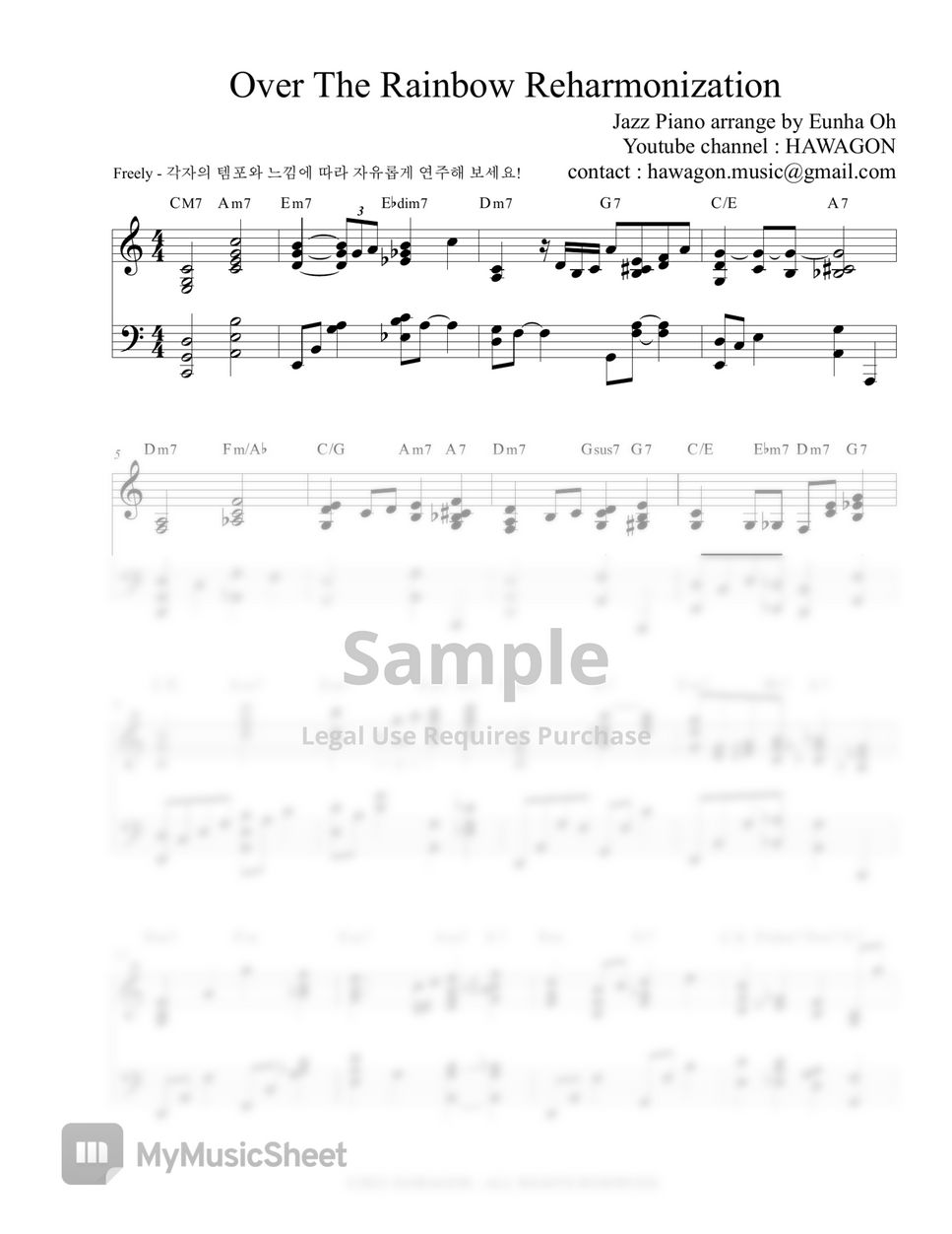 The Wizard of Oz OST - Over The Rainbow (Jazz Piano ver.) Hoja by HAWAGON