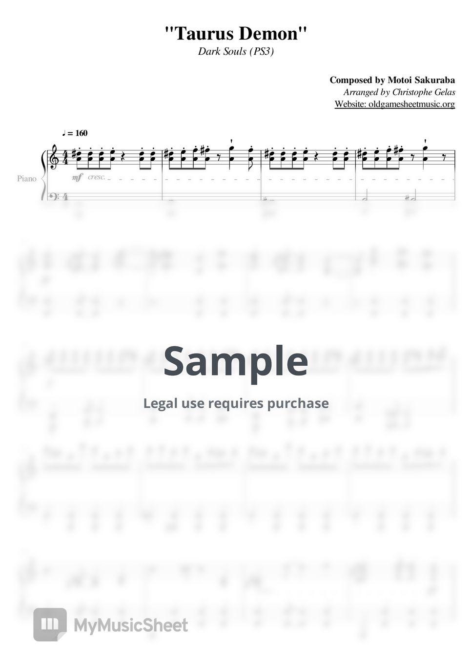 Dark Souls (PS3) - Taurus Demon Sheet Music by Christophe Gelas