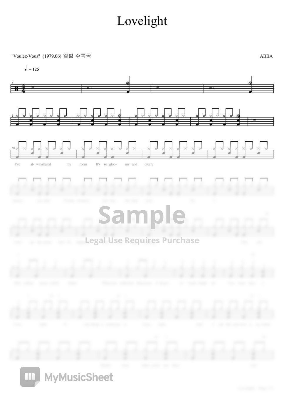 ABBA - Lovelight 악보 by COPYDRUM