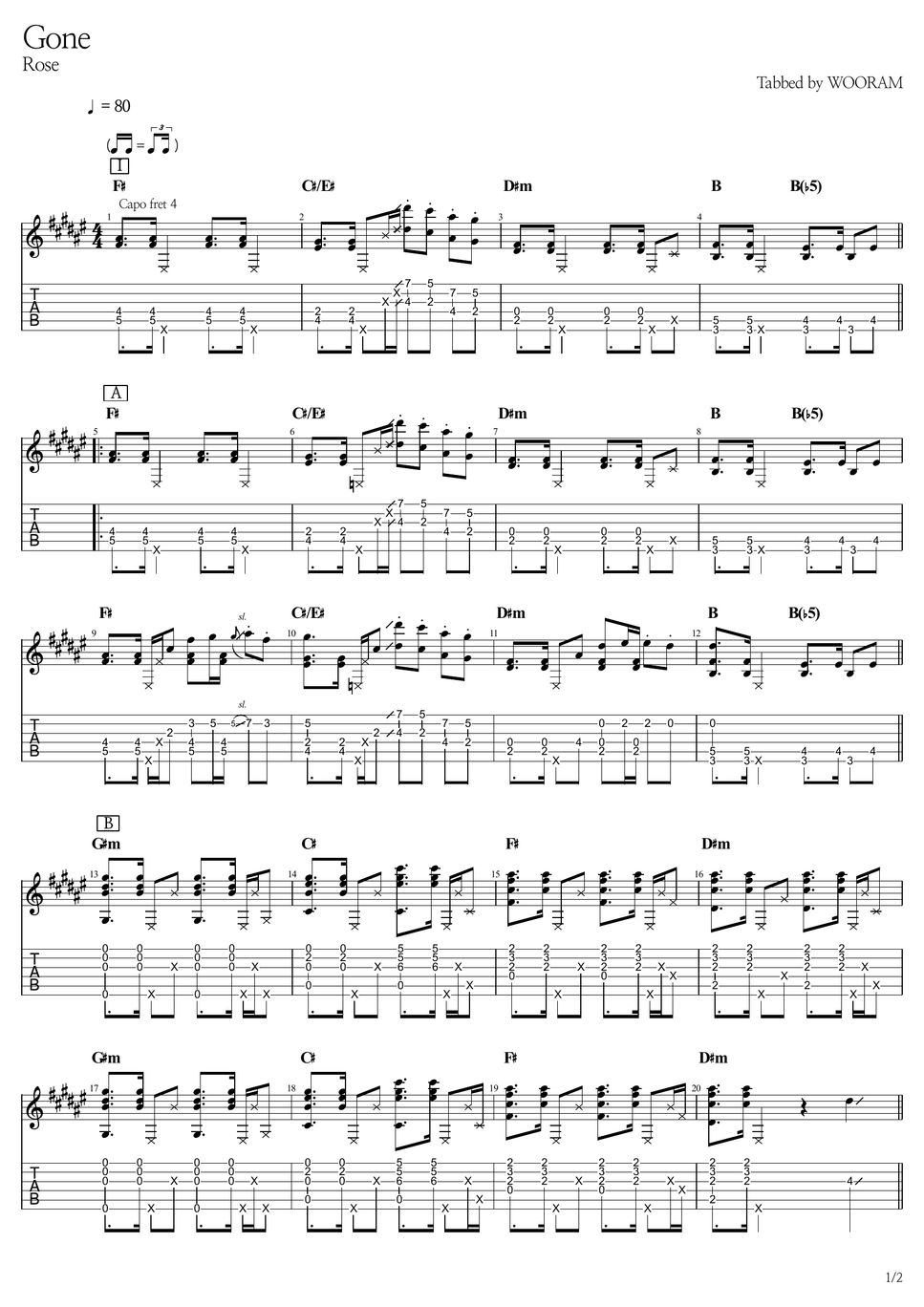 ROSE - Gone 타브 by WOORAM